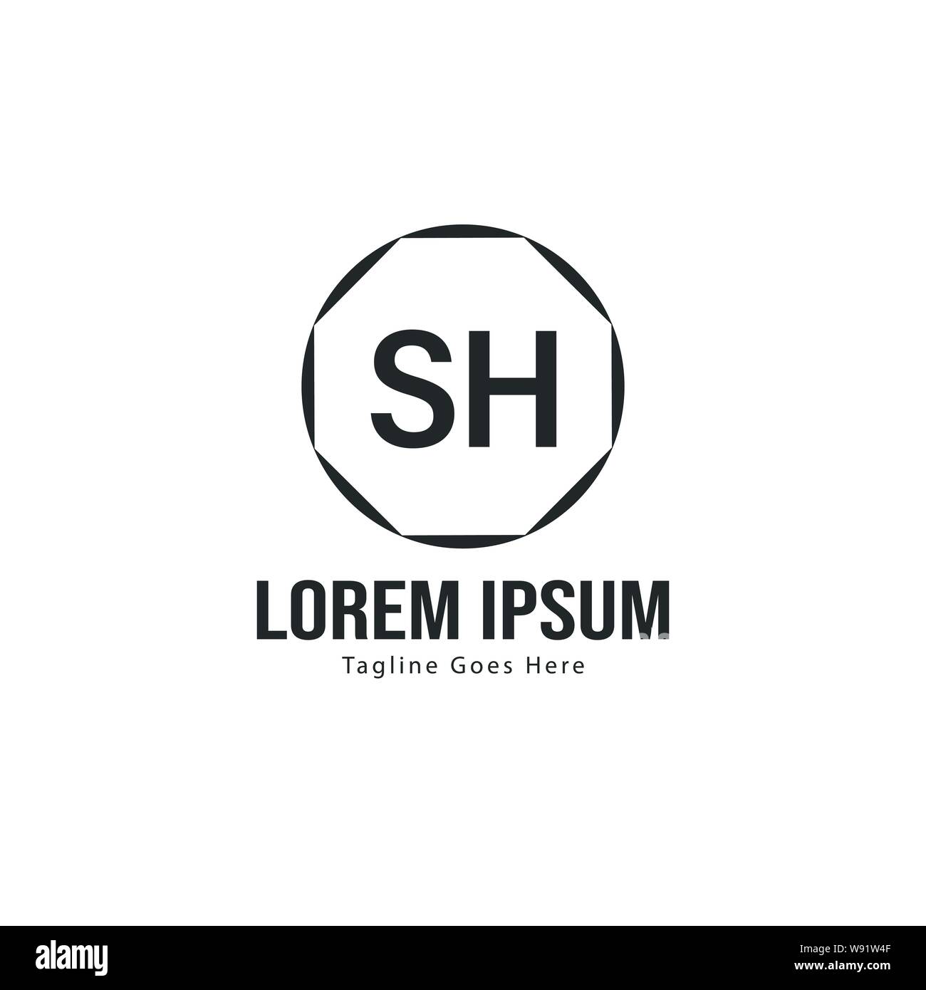 Initial SH logo template with modern frame. Minimalist SH letter logo ...