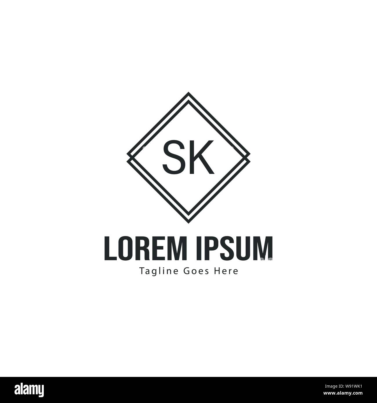 Initial SK logo template with modern frame. Minimalist SK letter logo ...