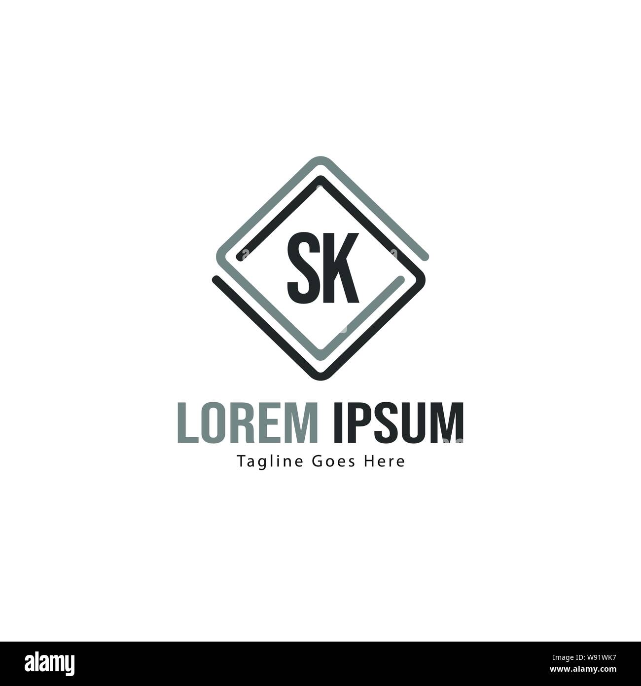 Initial SK logo template with modern frame. Minimalist SK letter logo ...