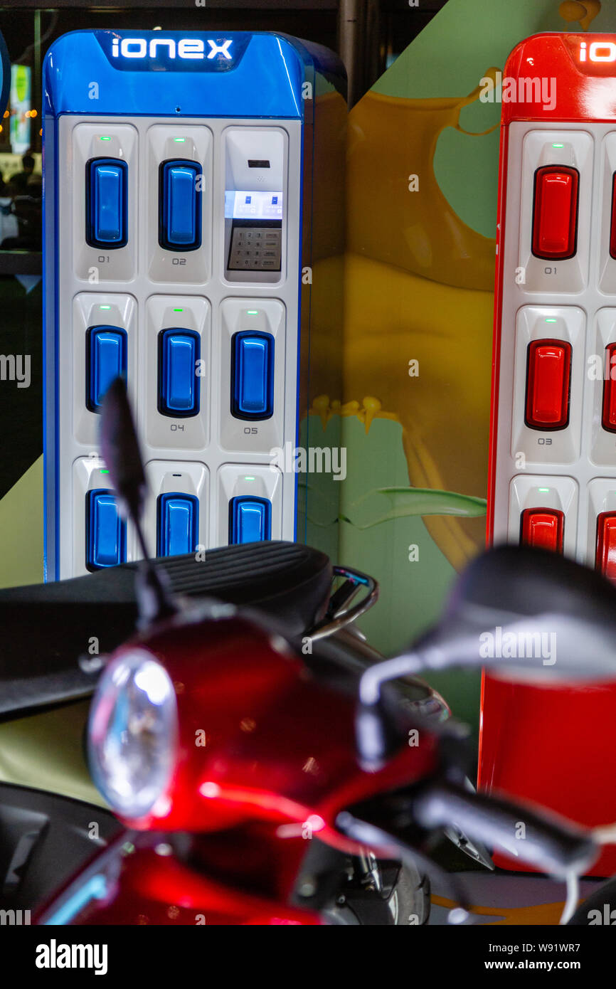 Taichung, Taiwan - August 4, 2019: Kymco IoneX battery-powered electric ...