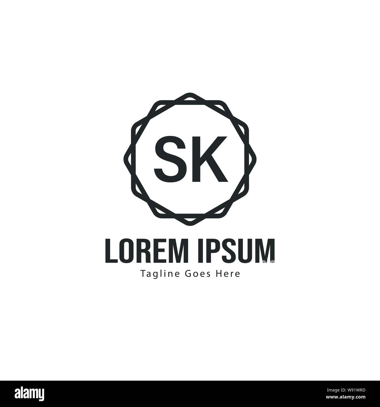 Initial SK logo template with modern frame. Minimalist SK letter logo ...