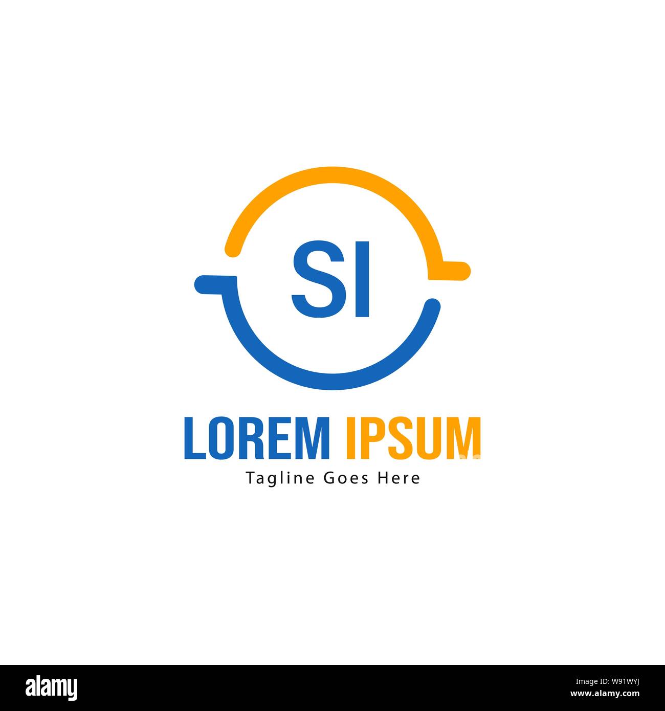 Initial SI logo template with modern frame. Minimalist SI letter logo ...