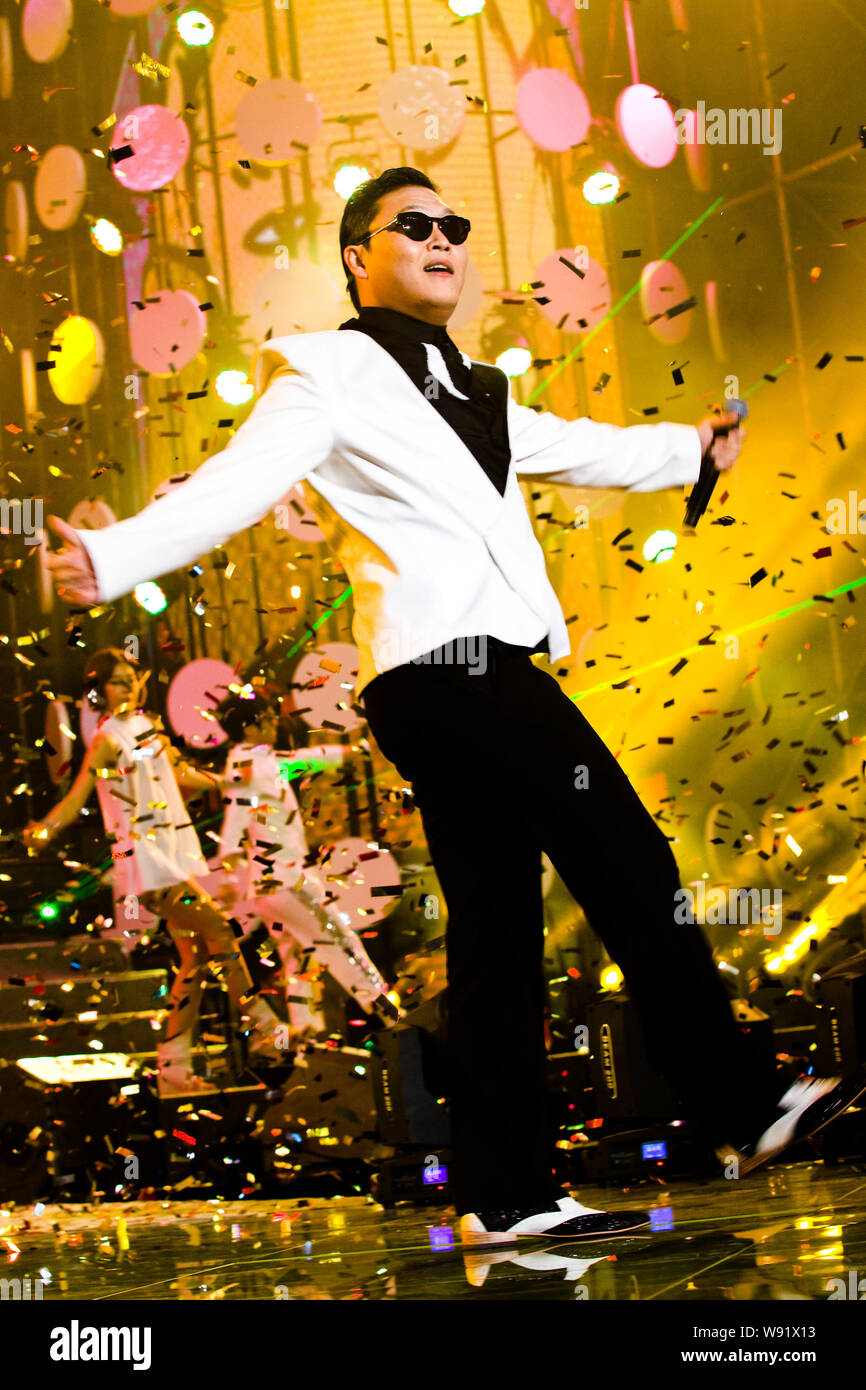 South Korean singer Park Jae-sang (front), better known by his stage ...