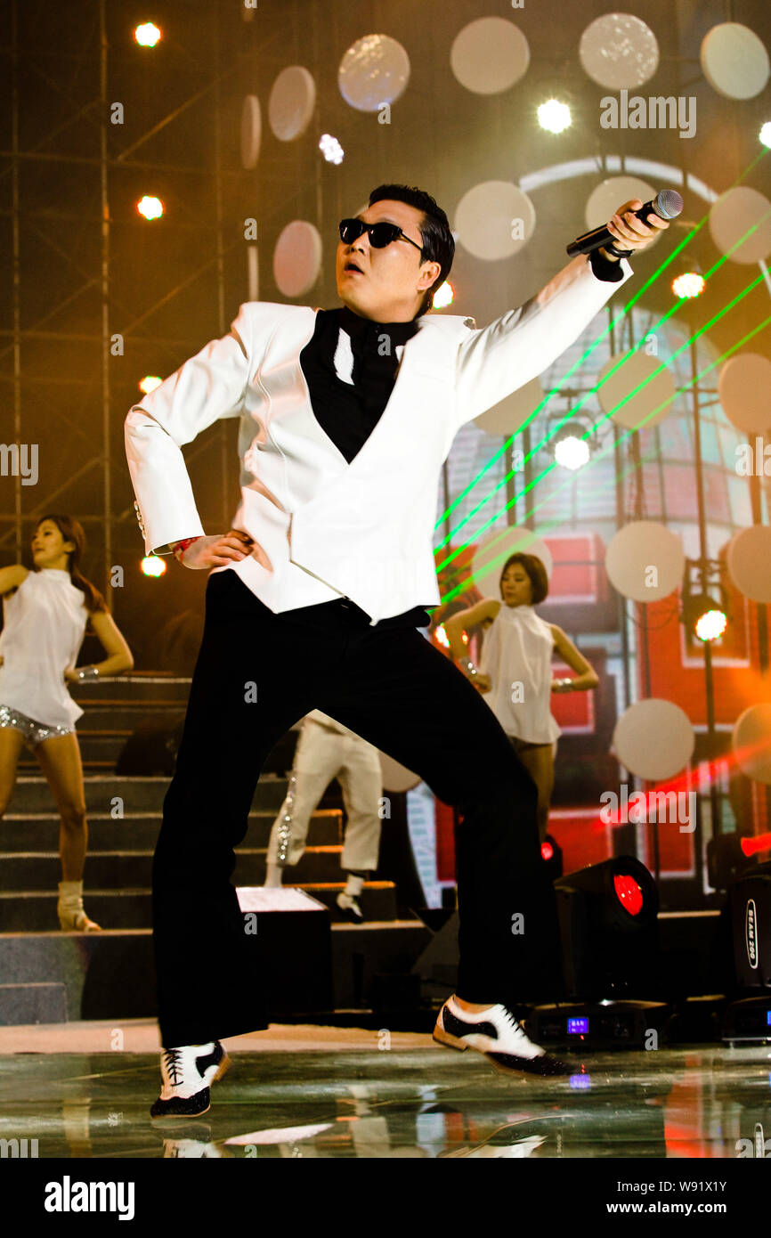 South Korean singer Park Jae-sang (front), better known by his stage ...