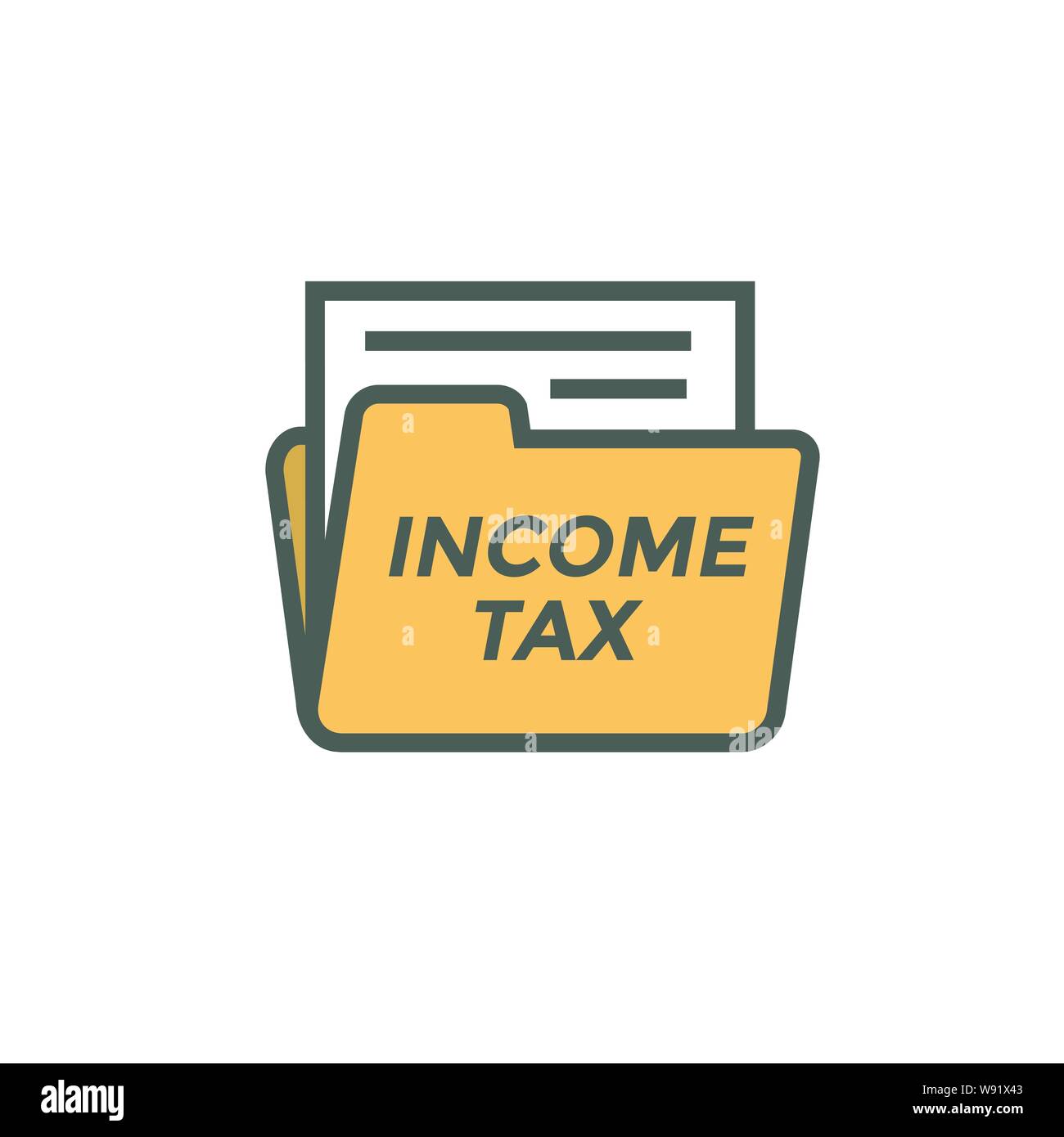 Tax concept w percentage paid, icon and income idea. Flat vector ...