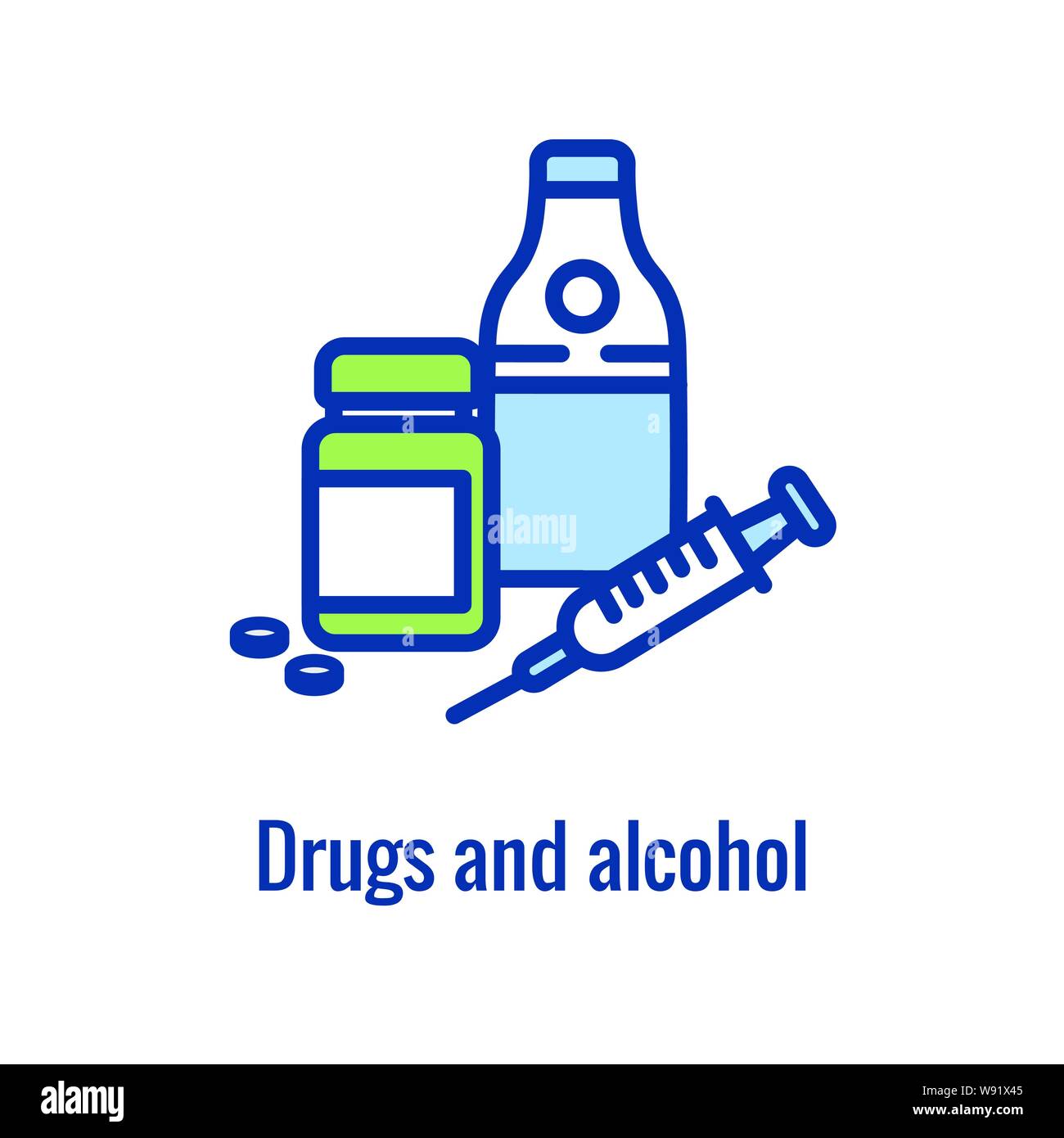 Drug and Alcohol Dependency Icon showing drug addiction imagery Stock ...