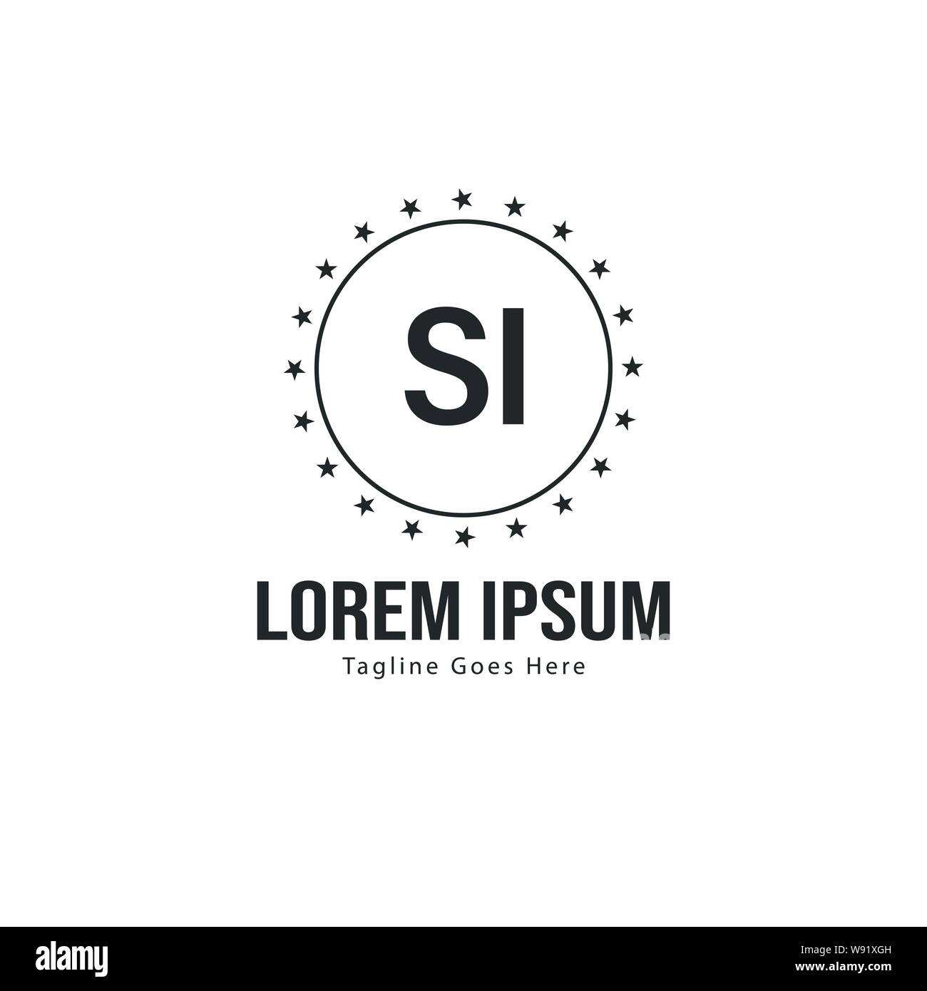 Initial SI logo template with modern frame. Minimalist SI letter logo ...