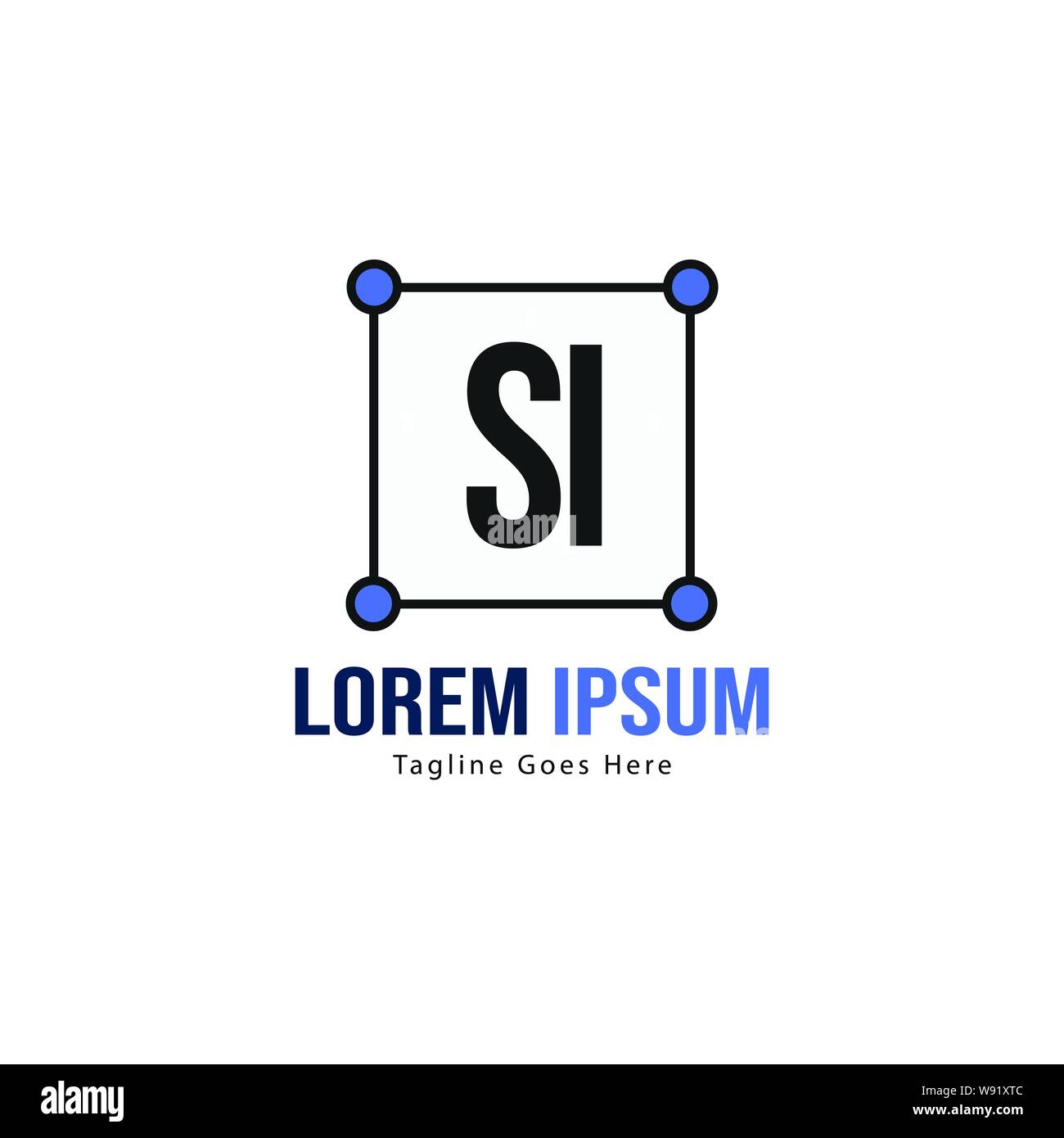 Initial SI logo template with modern frame. Minimalist SI letter logo ...