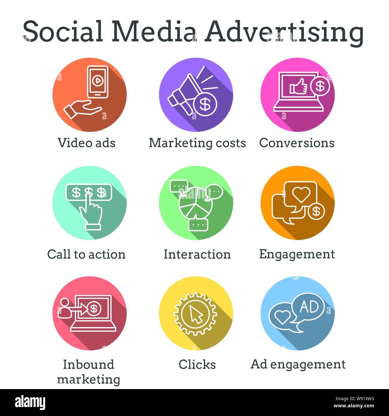 Video ads line icon Cut Out Stock Images & Pictures - Alamy