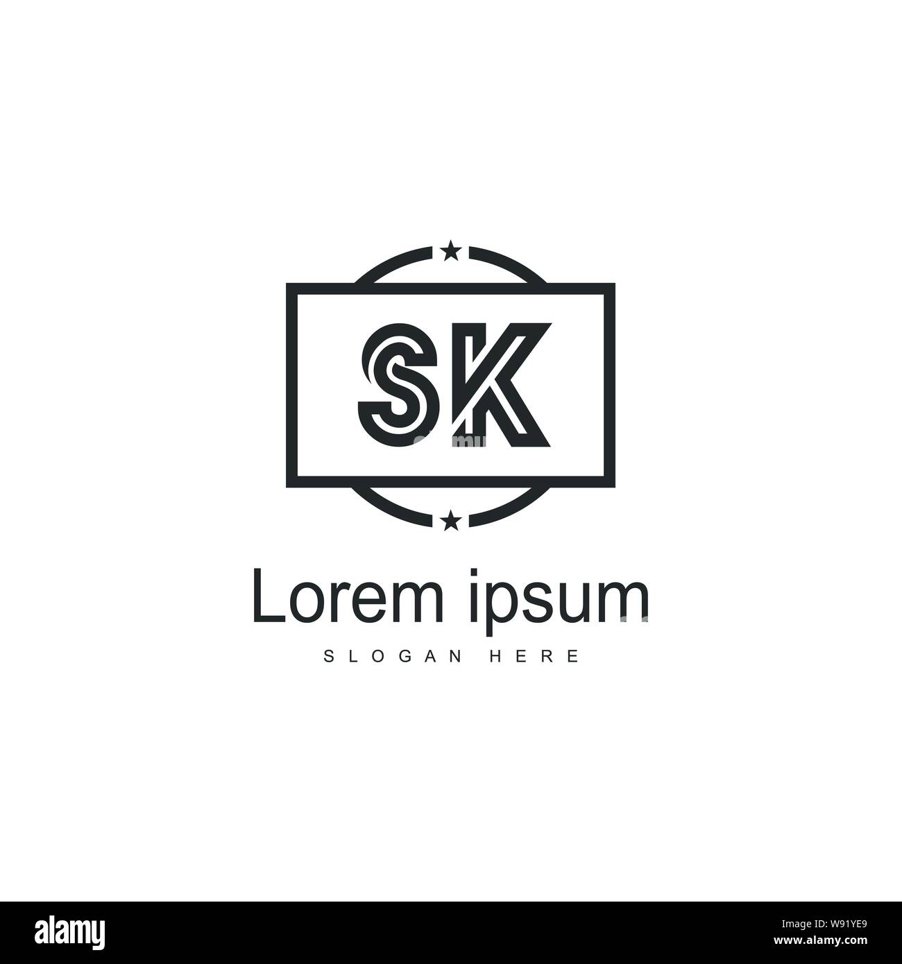 Initial SK logo template with modern frame. Minimalist SK letter logo ...