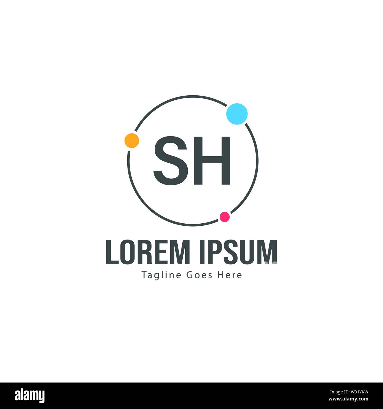 Initial SH logo template with modern frame. Minimalist SH letter logo ...