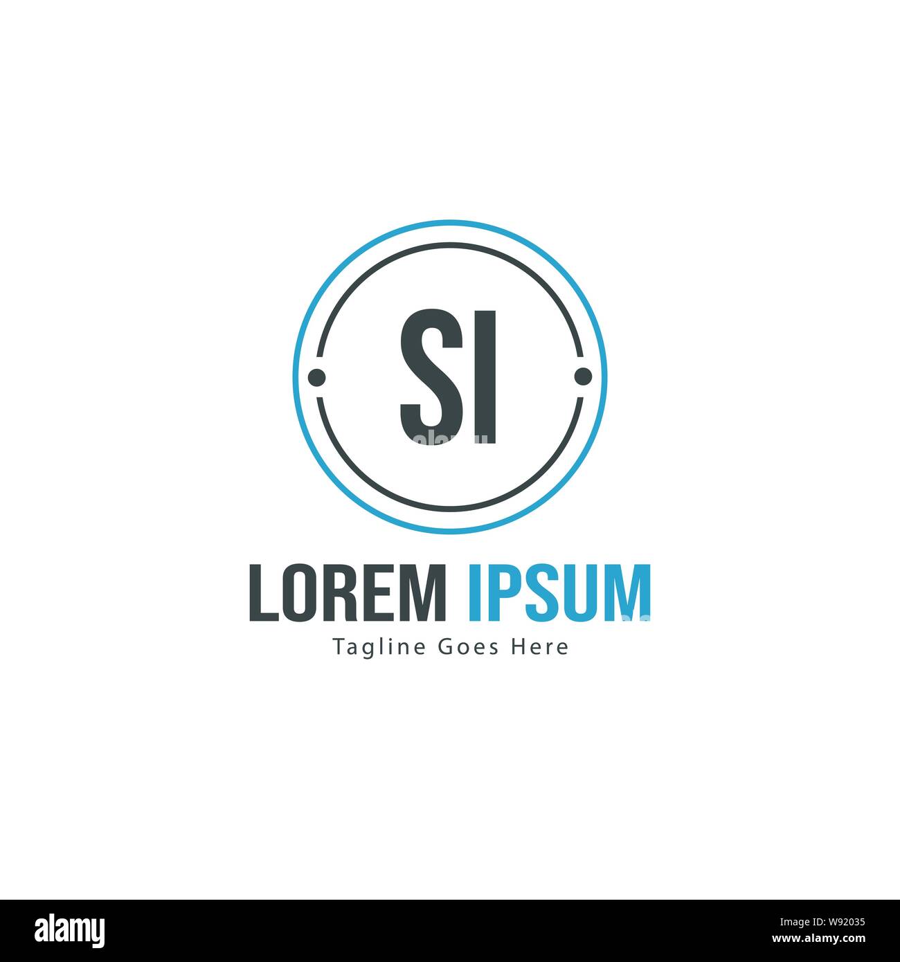 Initial SI logo template with modern frame. Minimalist SI letter logo ...