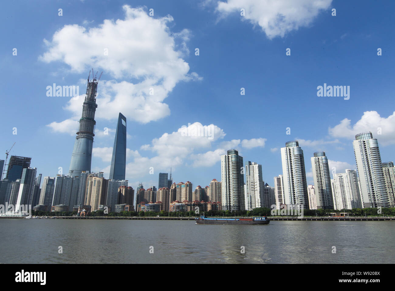 Skyline of the Lujiazui Financial District with the Shanghai Tower ...