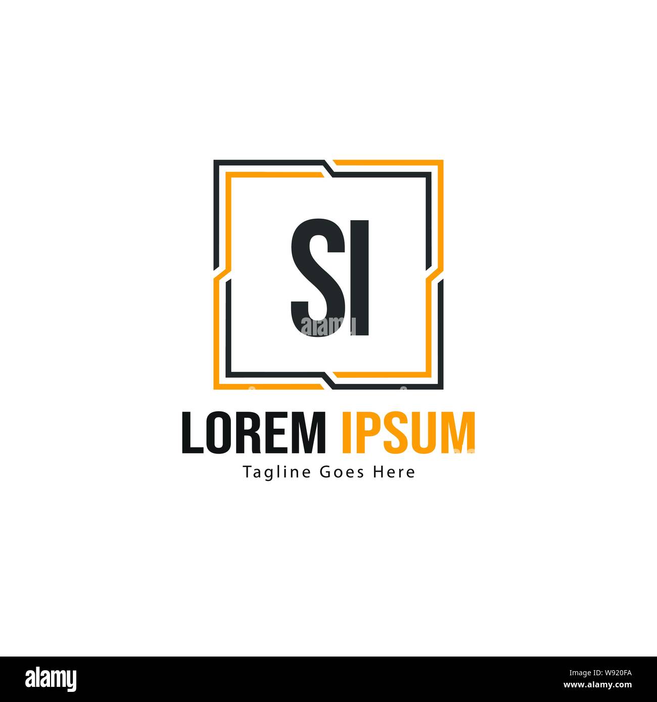 Initial SI logo template with modern frame. Minimalist SI letter logo ...