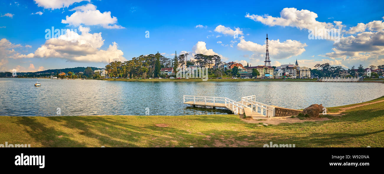Amazing view of Xuan Huong Lake at morning, Dalat, Vietnam. Panorama Stock Photo - Alamy