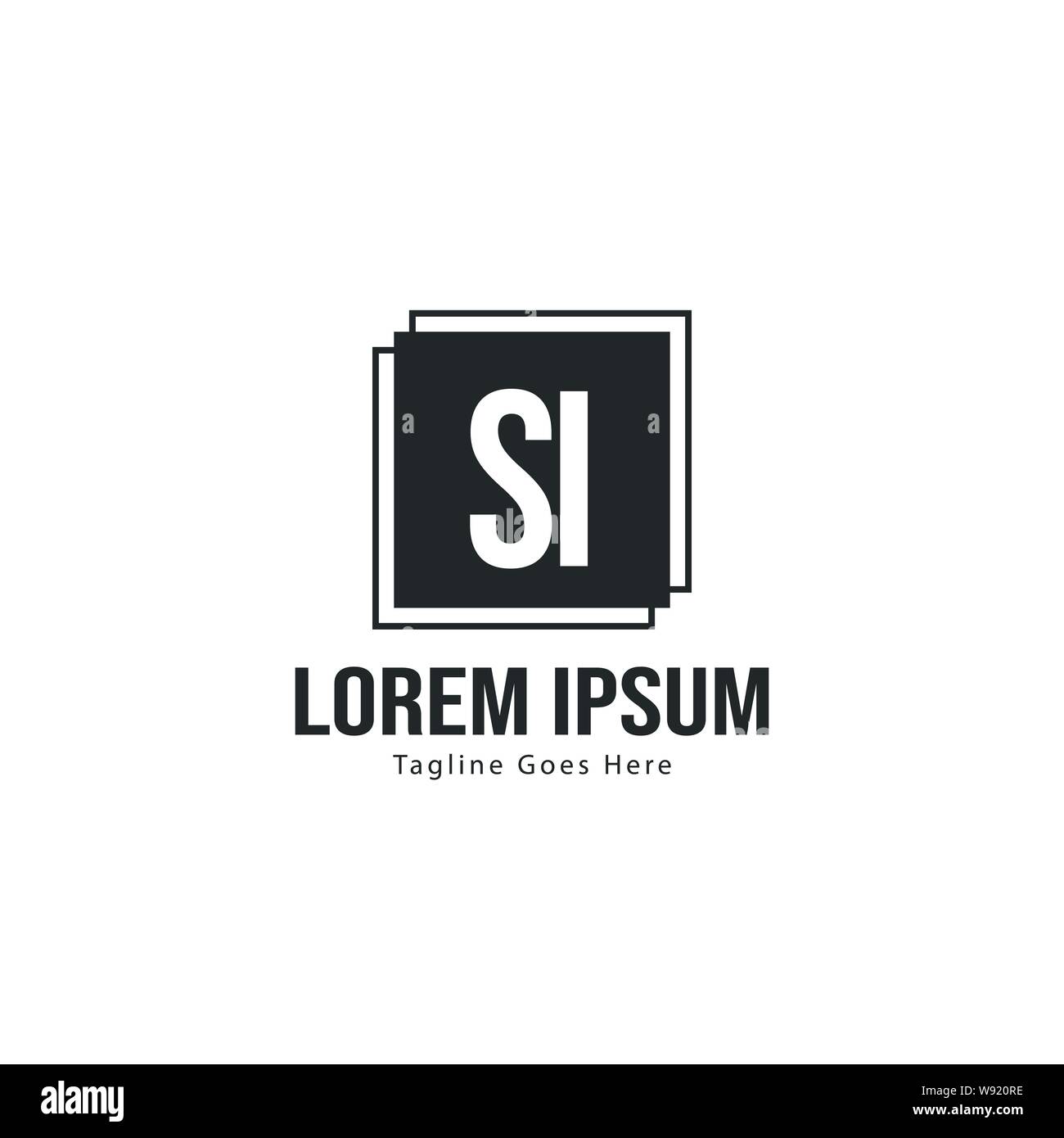 Initial SI logo template with modern frame. Minimalist SI letter logo ...