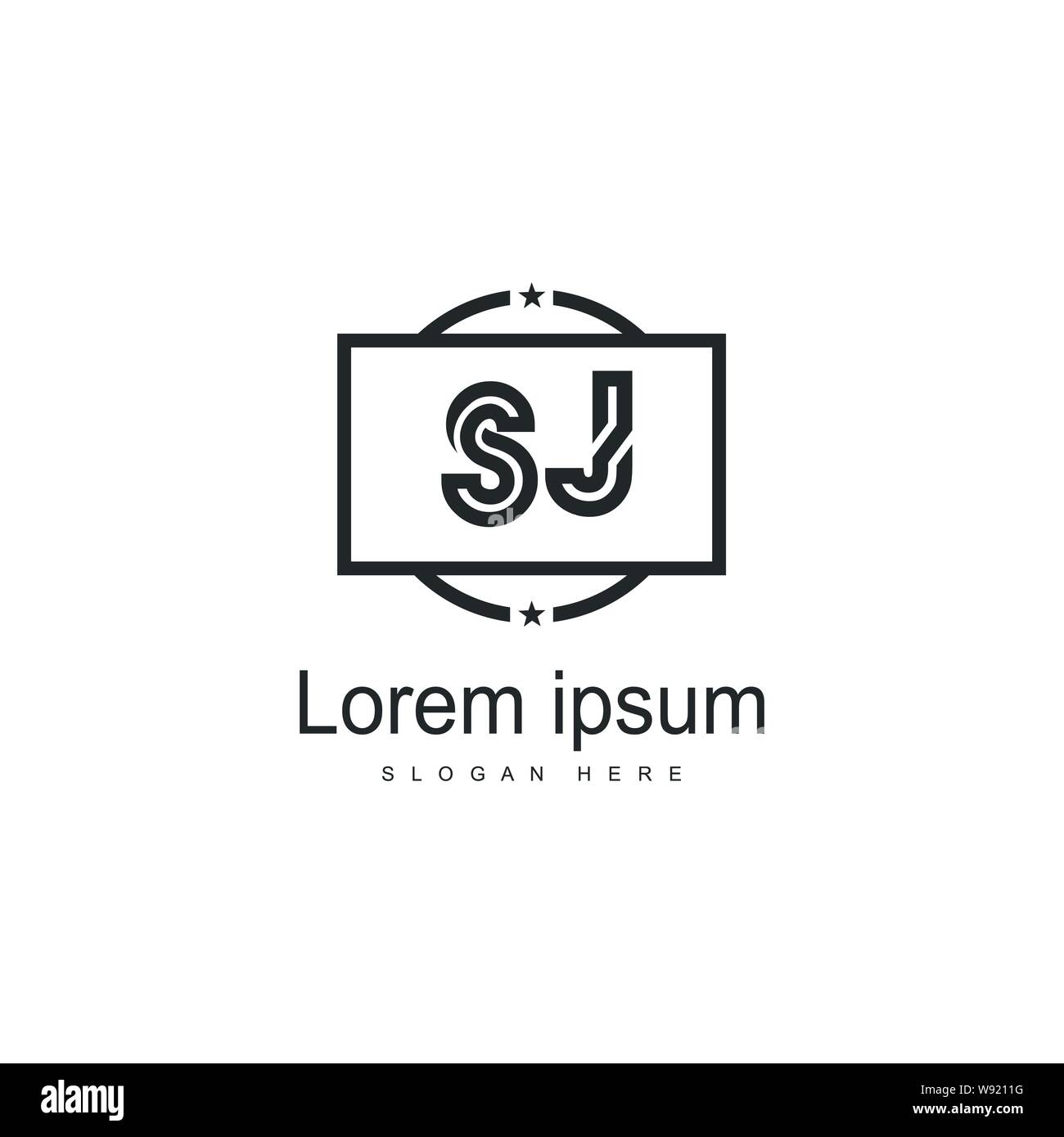 Initial SJ logo template with modern frame. Minimalist SJ letter logo ...