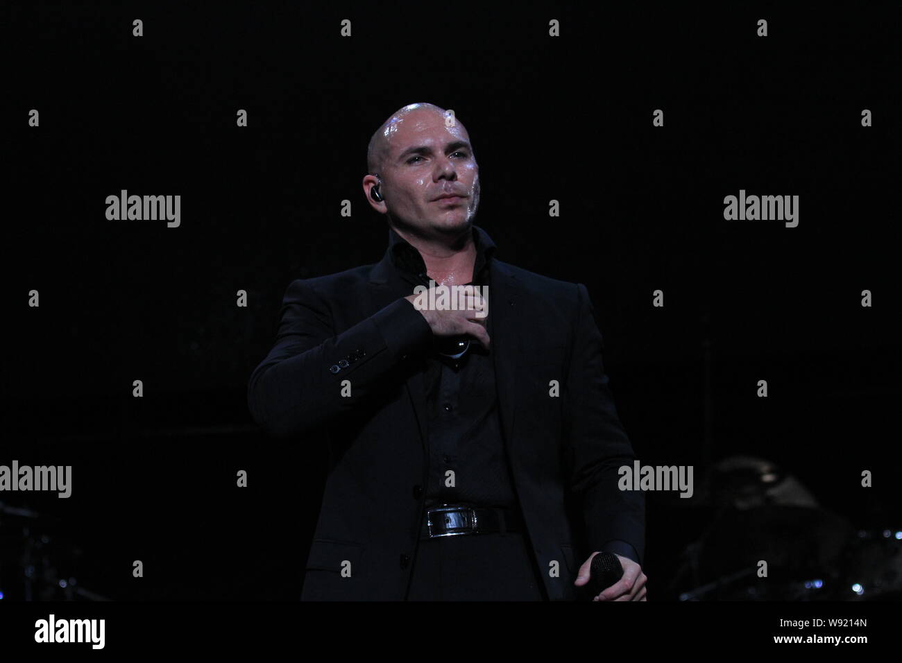 American rapper Pitbull poses during his concert in Shanghai, China, 27 ...