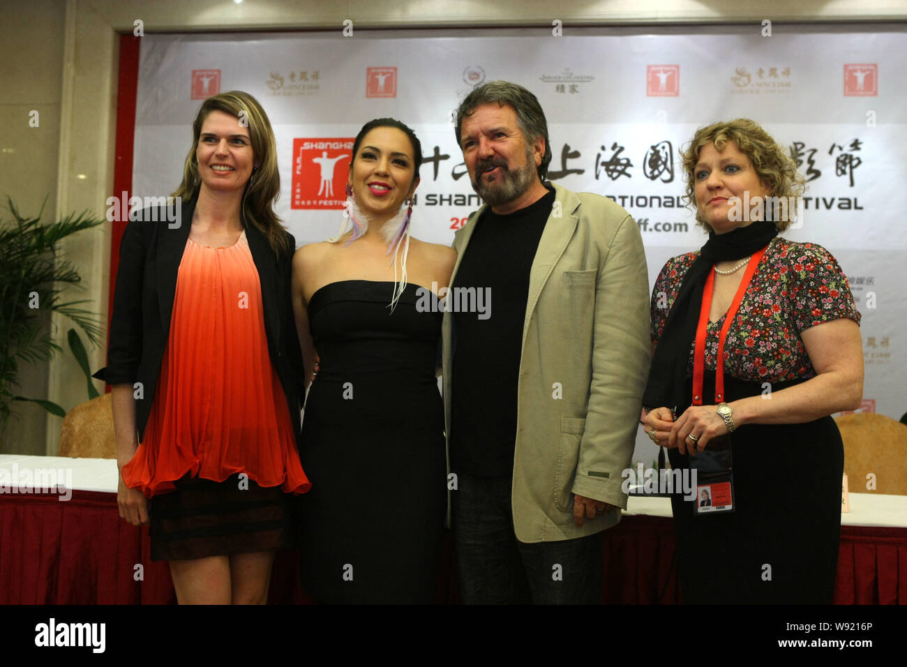 Canadian actress Roseanne Supernault, second left, Canadian director ...