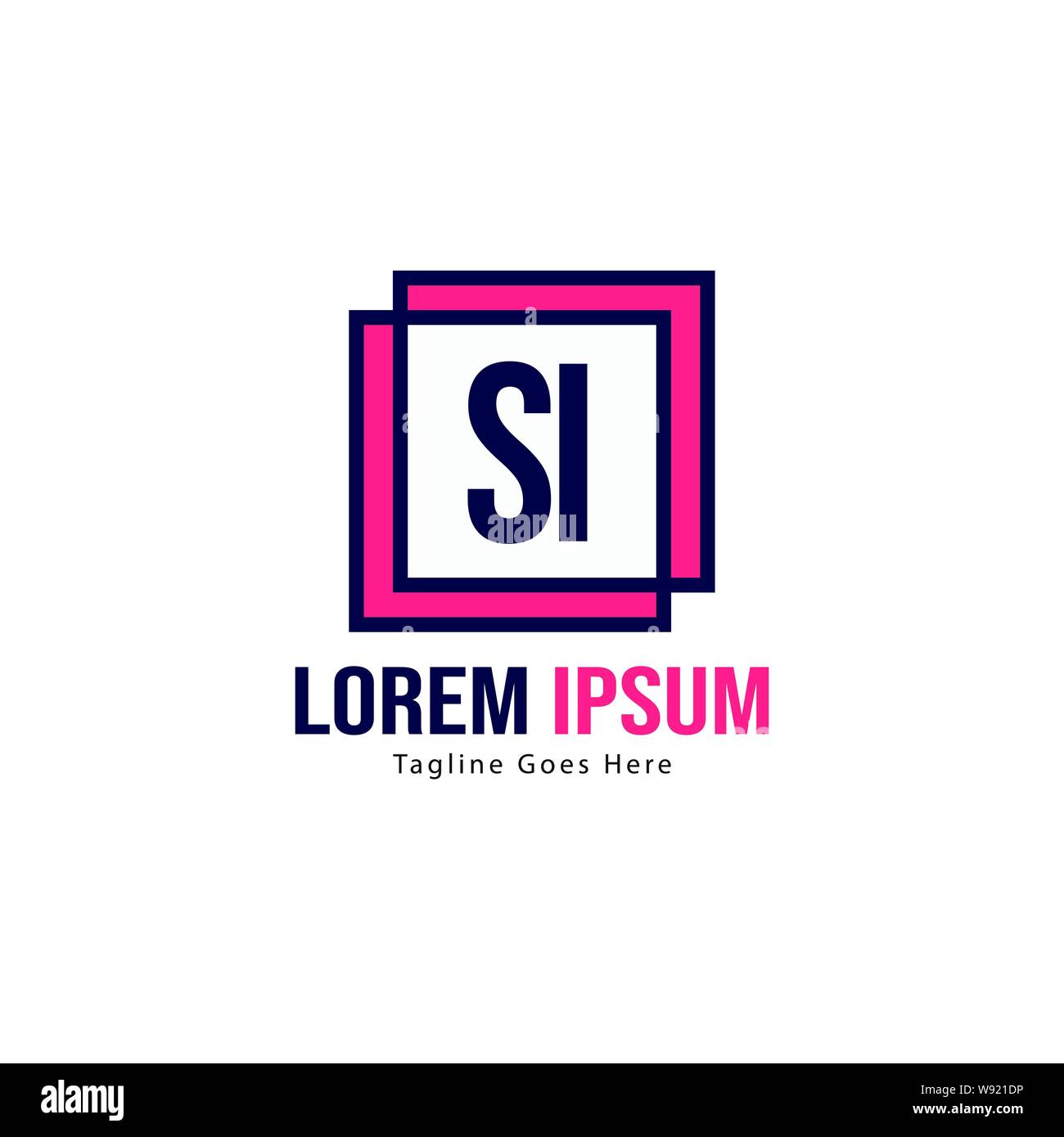 Initial SI logo template with modern frame. Minimalist SI letter logo ...