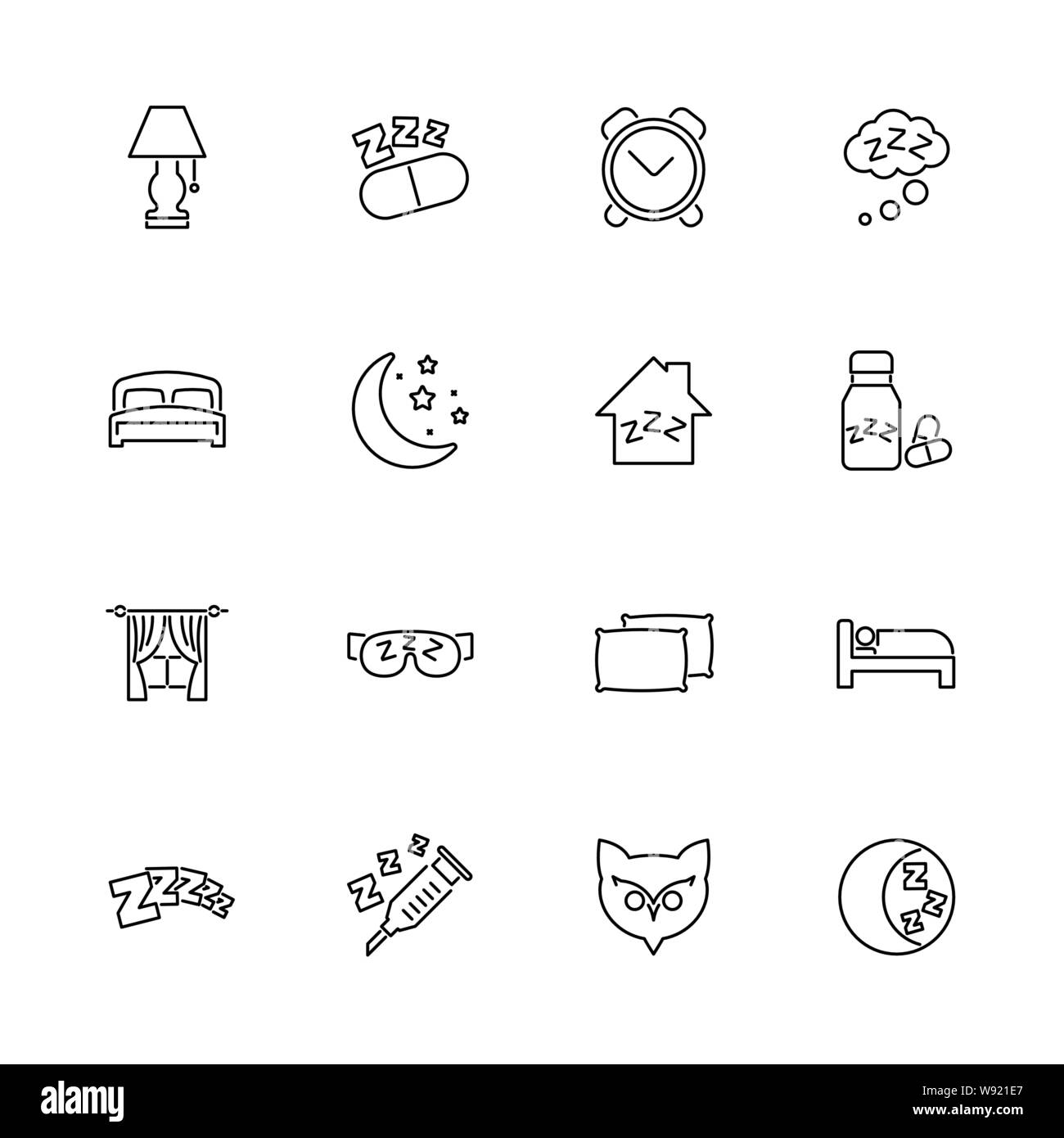 Sleep, Sleeping, Insomnia icons - Black symbol on white background ...
