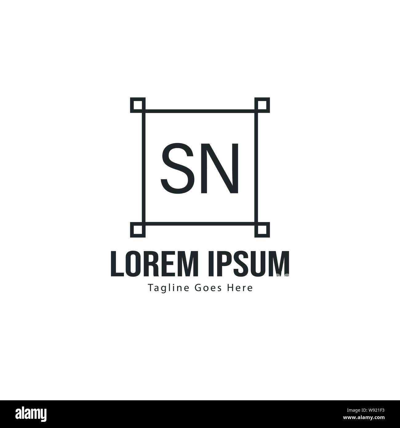 Initial SN logo template with modern frame. Minimalist SN letter logo ...