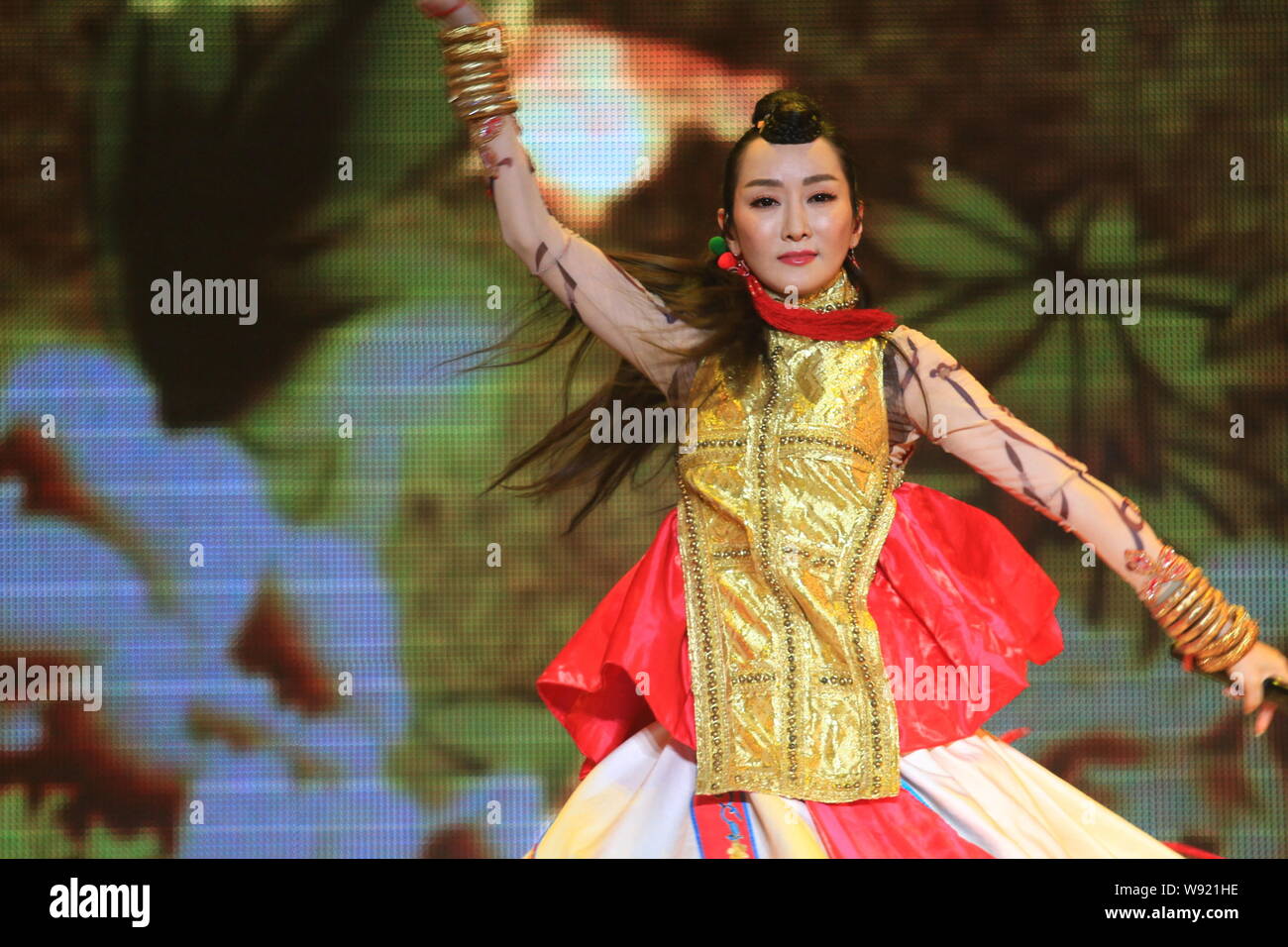 Chinese singer Sa Dingding performs at a New Year Gala held in Mercedes ...