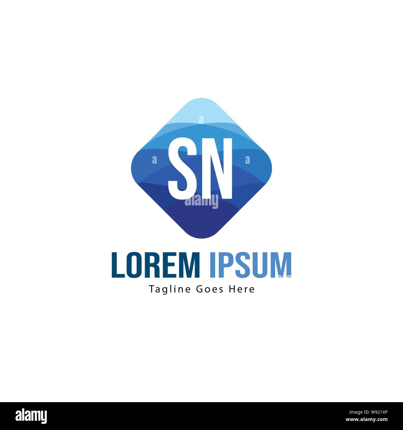 Initial SN logo template with modern frame. Minimalist SN letter logo ...