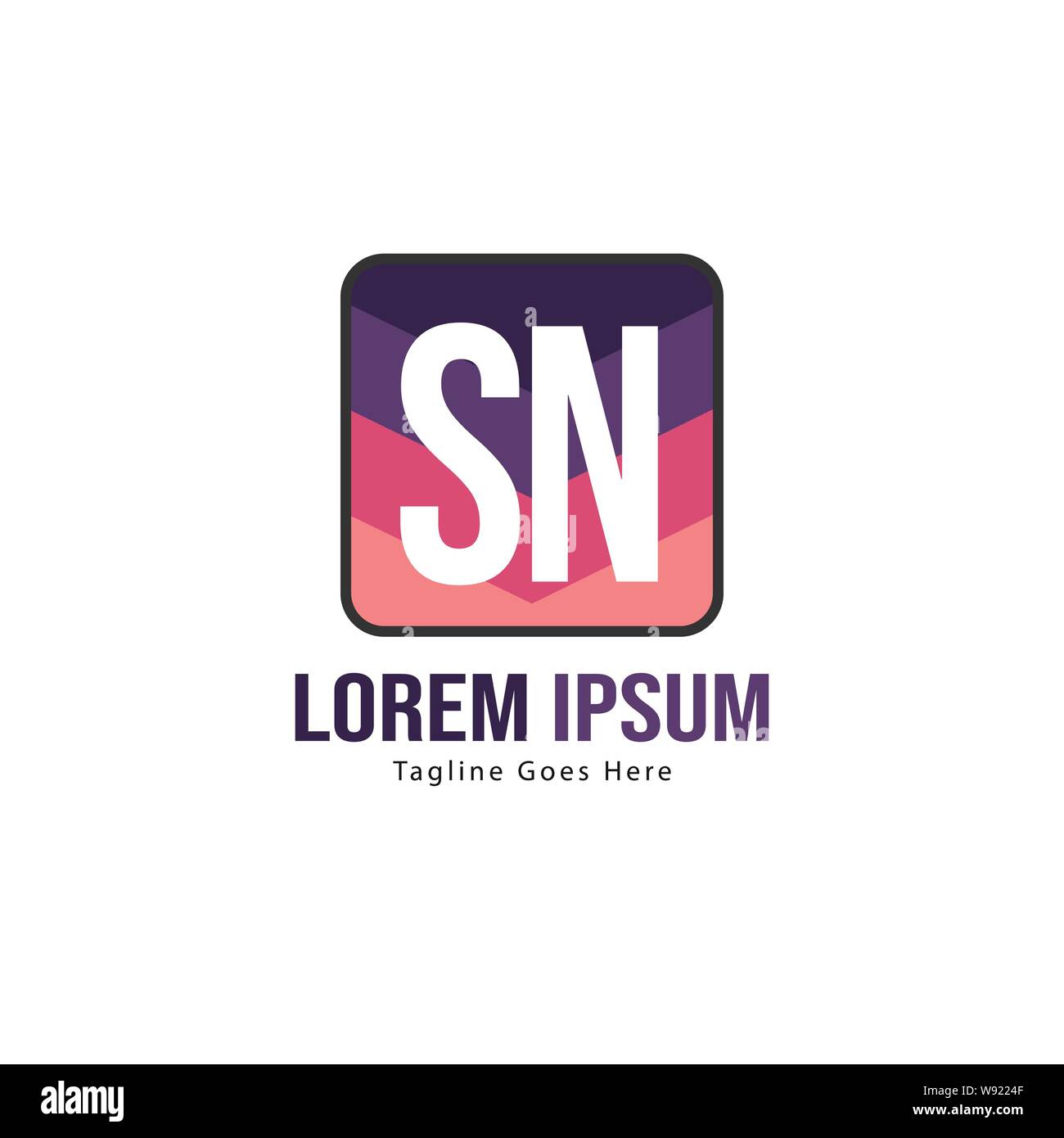 Initial SN logo template with modern frame. Minimalist SN letter logo ...