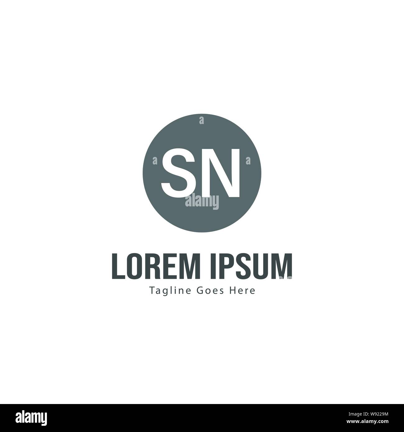 Initial SN logo template with modern frame. Minimalist SN letter logo ...