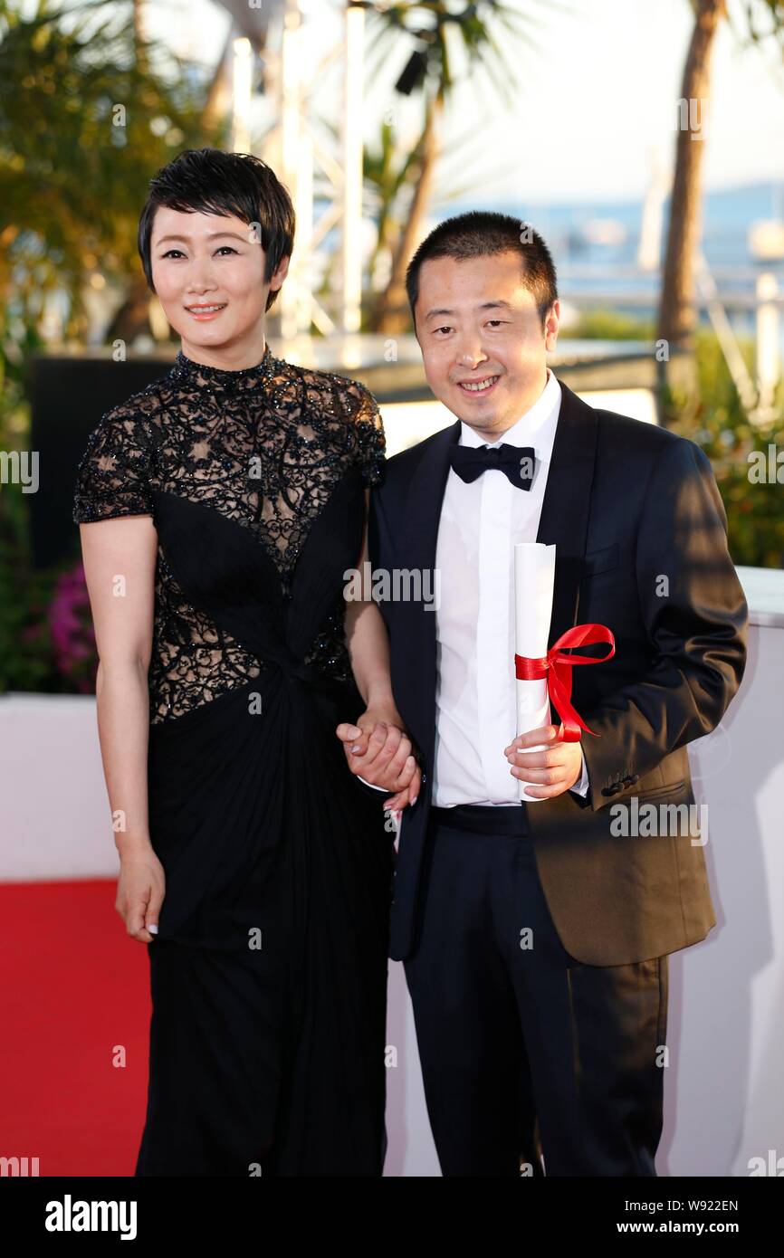 Chinese director Jia Zhangke, right, poses with his actress wife Zhao ...