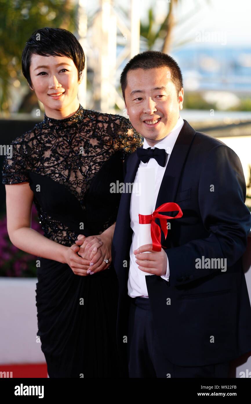 Chinese director Jia Zhangke, right, poses with his actress wife Zhao ...