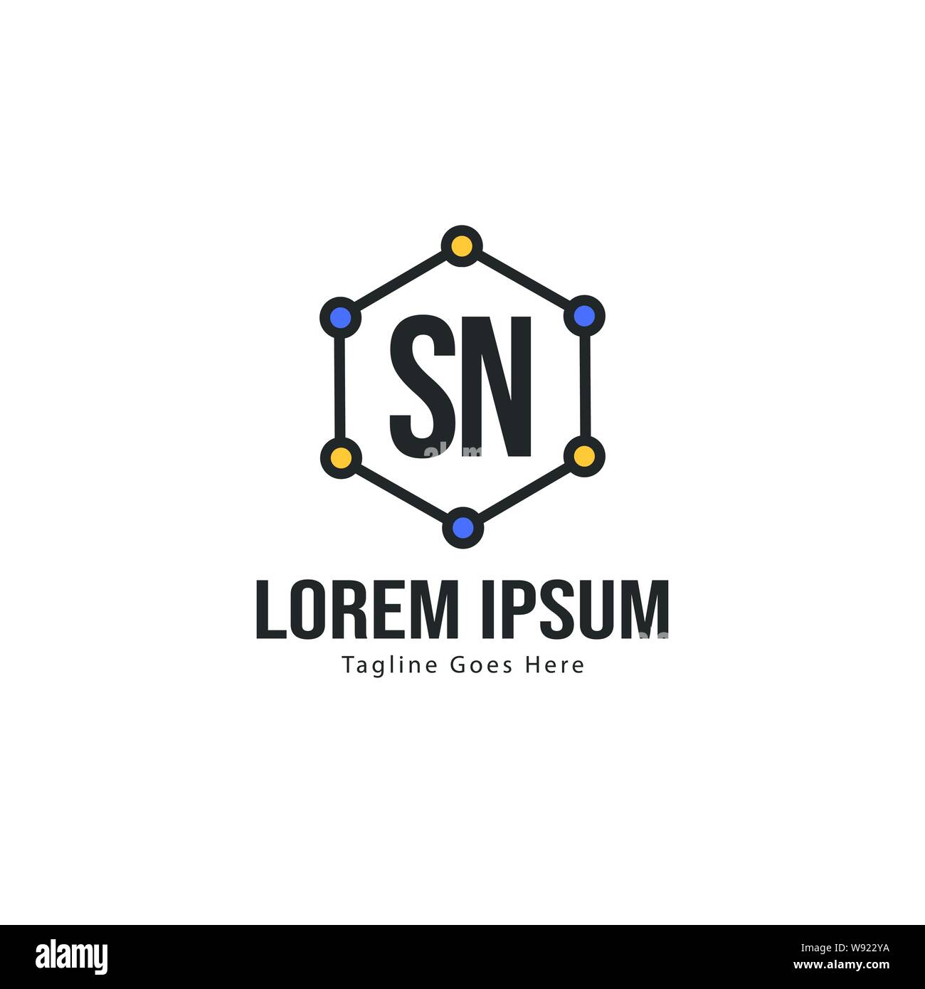Initial SN logo template with modern frame. Minimalist SN letter logo ...