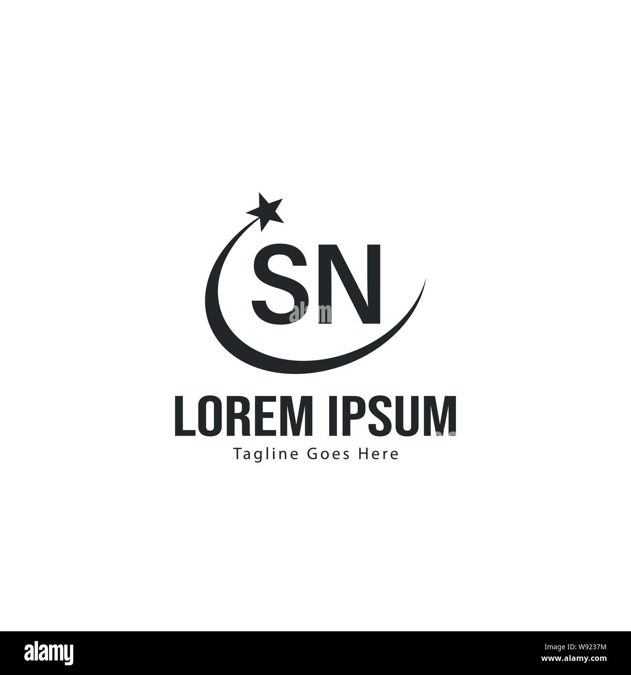 Initial SN logo template with modern frame. Minimalist SN letter logo ...