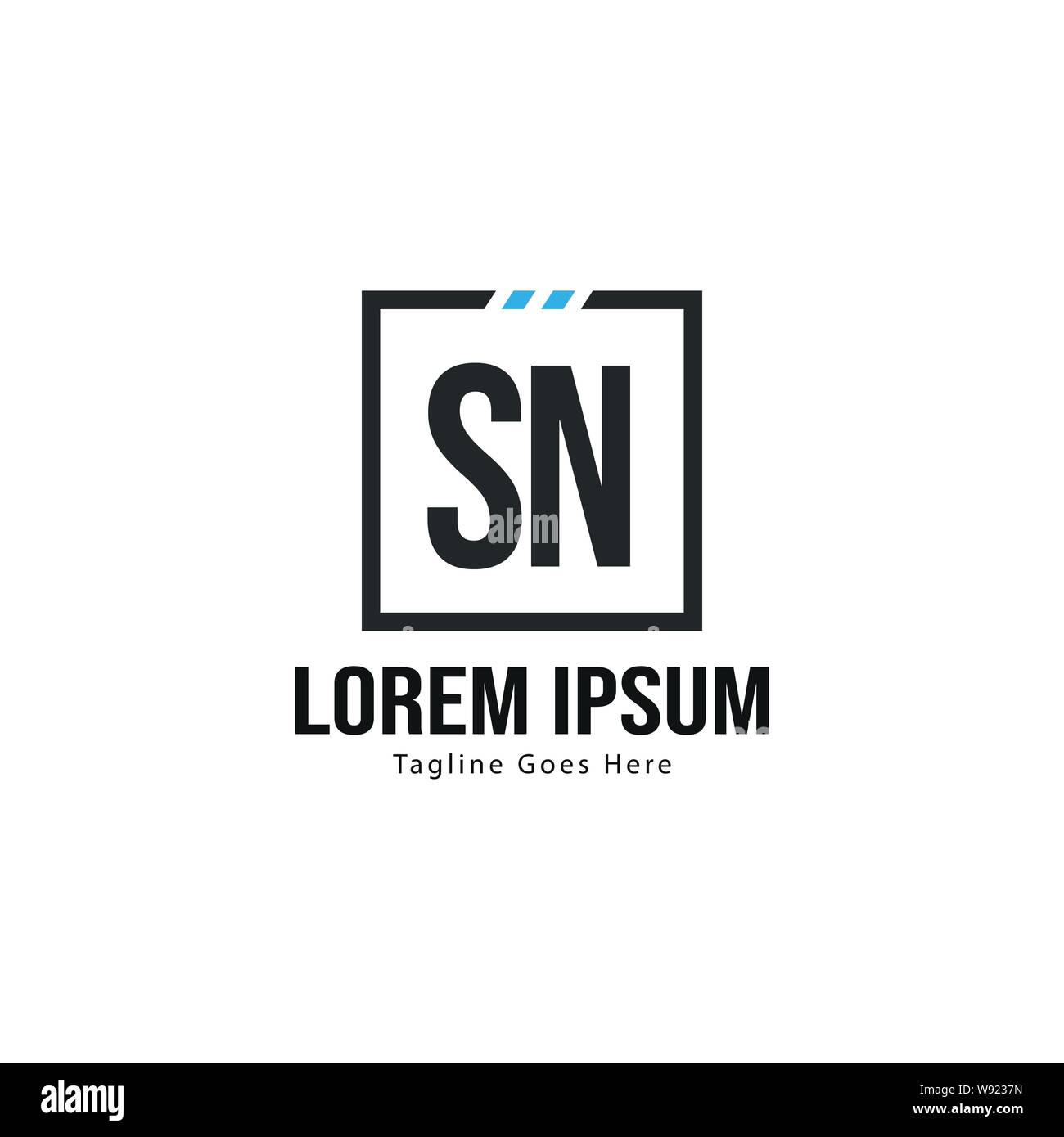 Initial SN logo template with modern frame. Minimalist SN letter logo ...