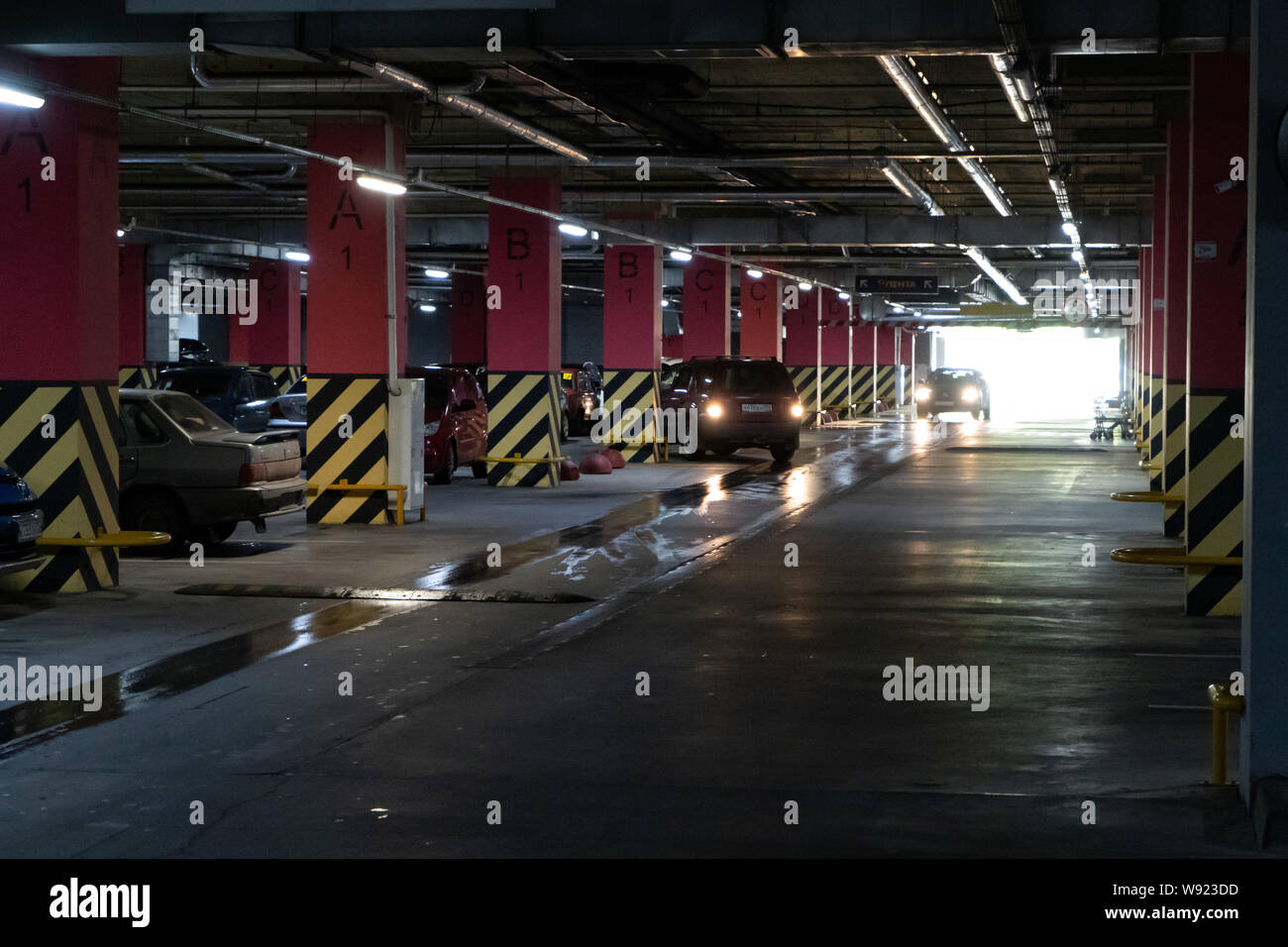 Chelyabinsk Region, Russia - August 2019: Underground parking of the ...
