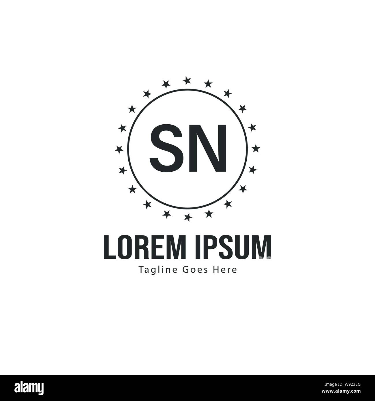 Initial SN logo template with modern frame. Minimalist SN letter logo ...