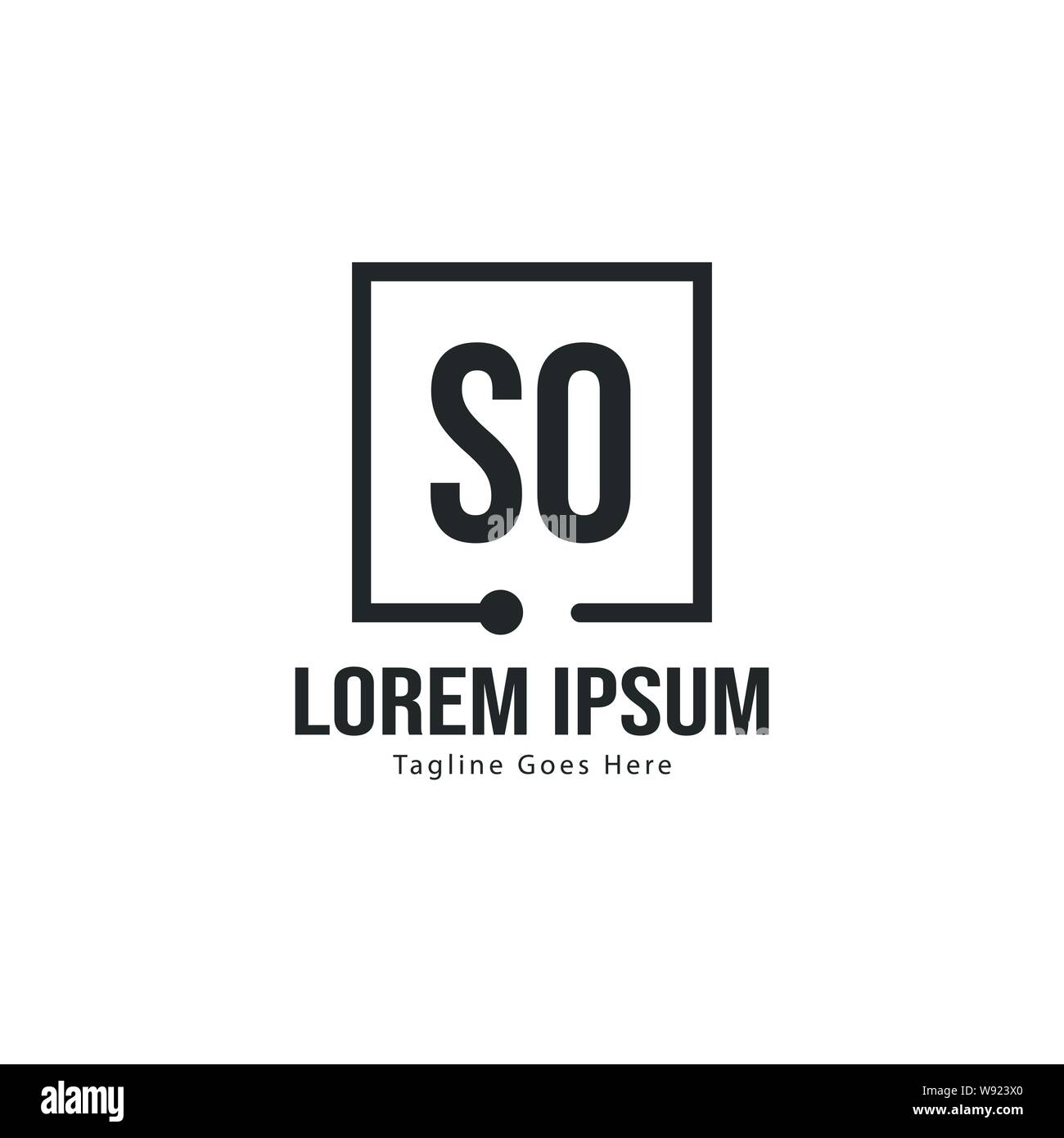 Initial SO logo template with modern frame. Minimalist SO letter logo ...
