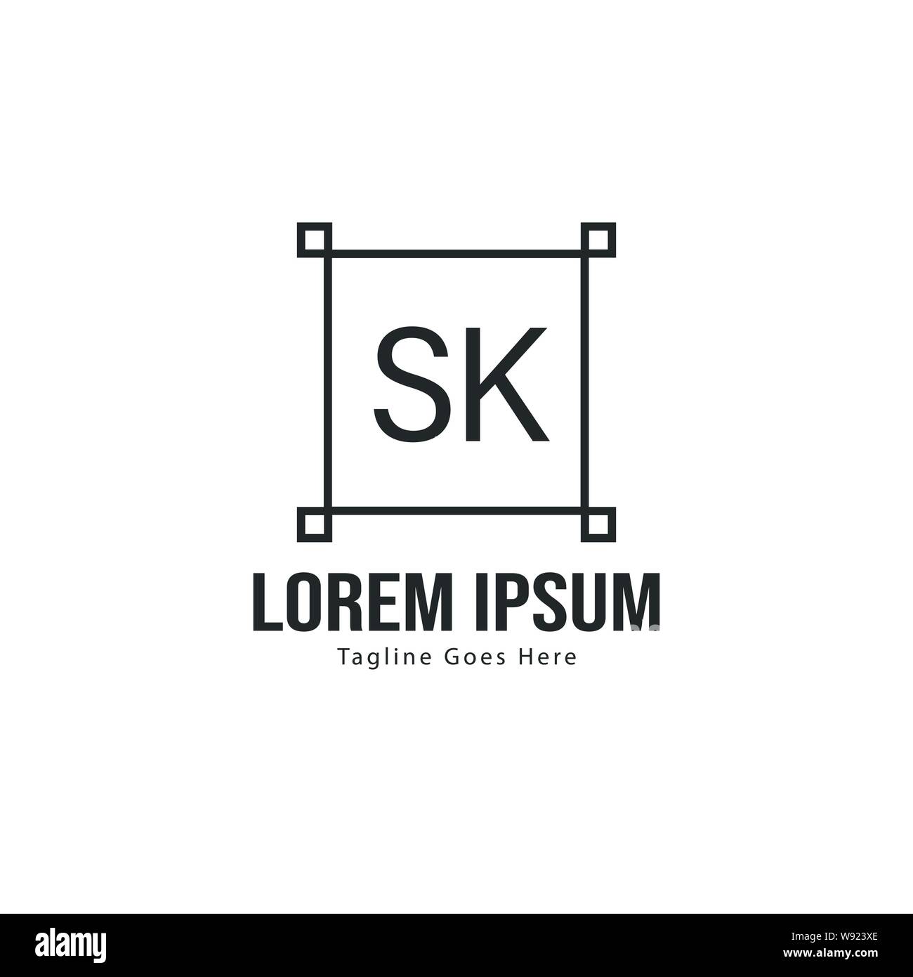 Initial SK logo template with modern frame. Minimalist SK letter logo ...