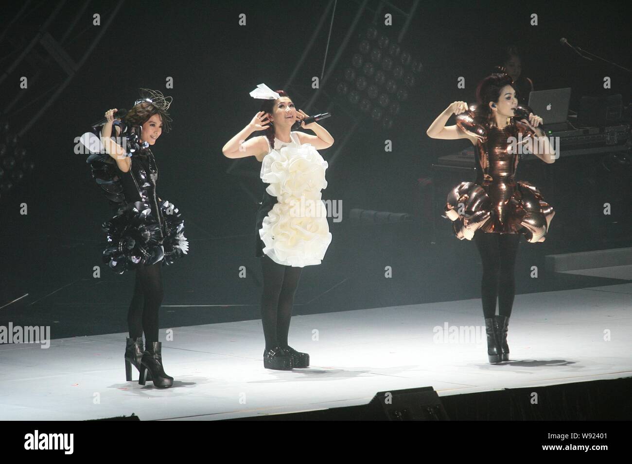 (From left) Hebe Tien, Selina Jen and Ella Chen of Taiwanese pop girl ...