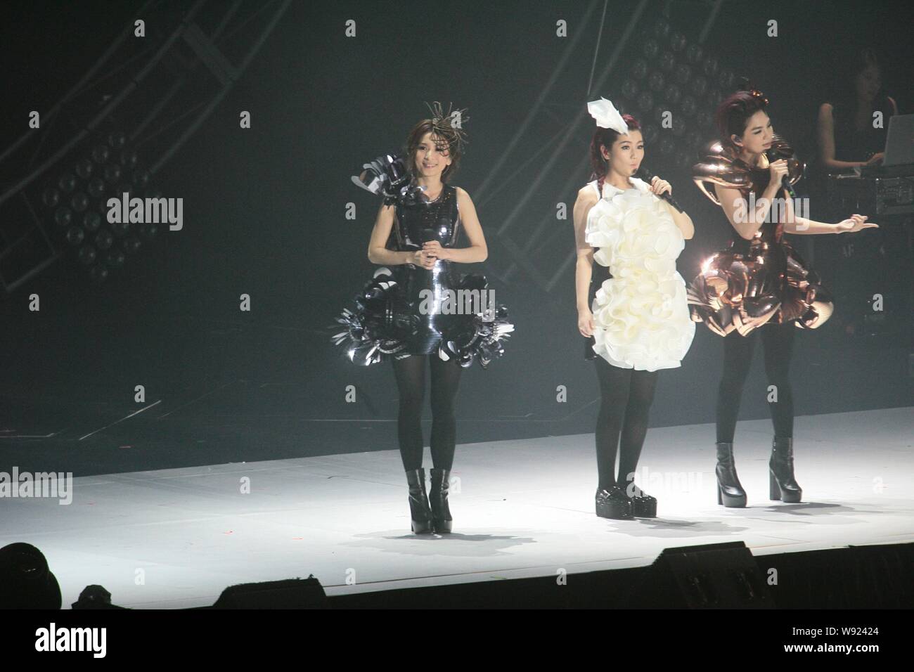 (From left) Hebe Tien, Selina Jen and Ella Chen of Taiwanese pop girl ...