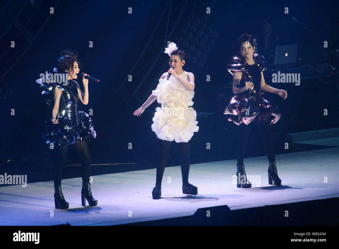 (From left) Hebe Tien, Selina Jen and Ella Chen of Taiwanese pop girl ...