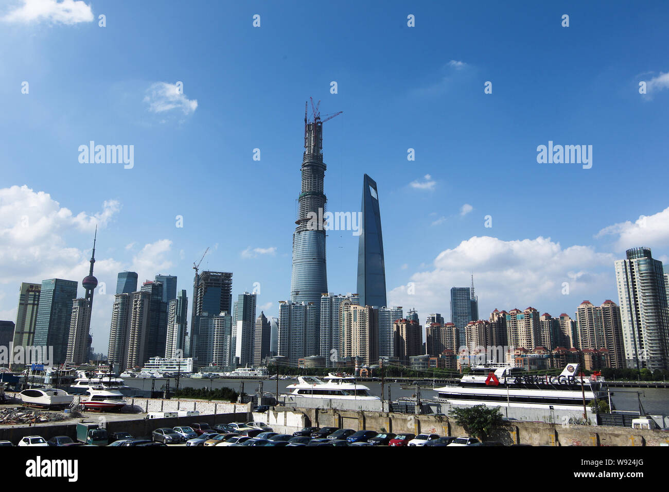 Skyline of the Lujiazui Financial District with the Shanghai Tower ...