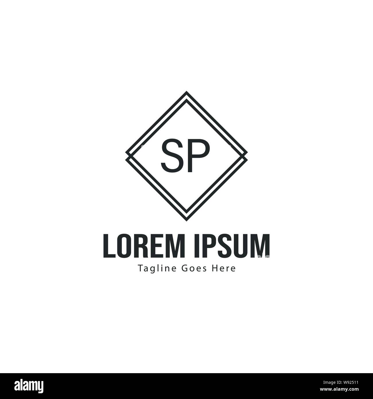 Initial SP logo template with modern frame. Minimalist SP letter logo ...