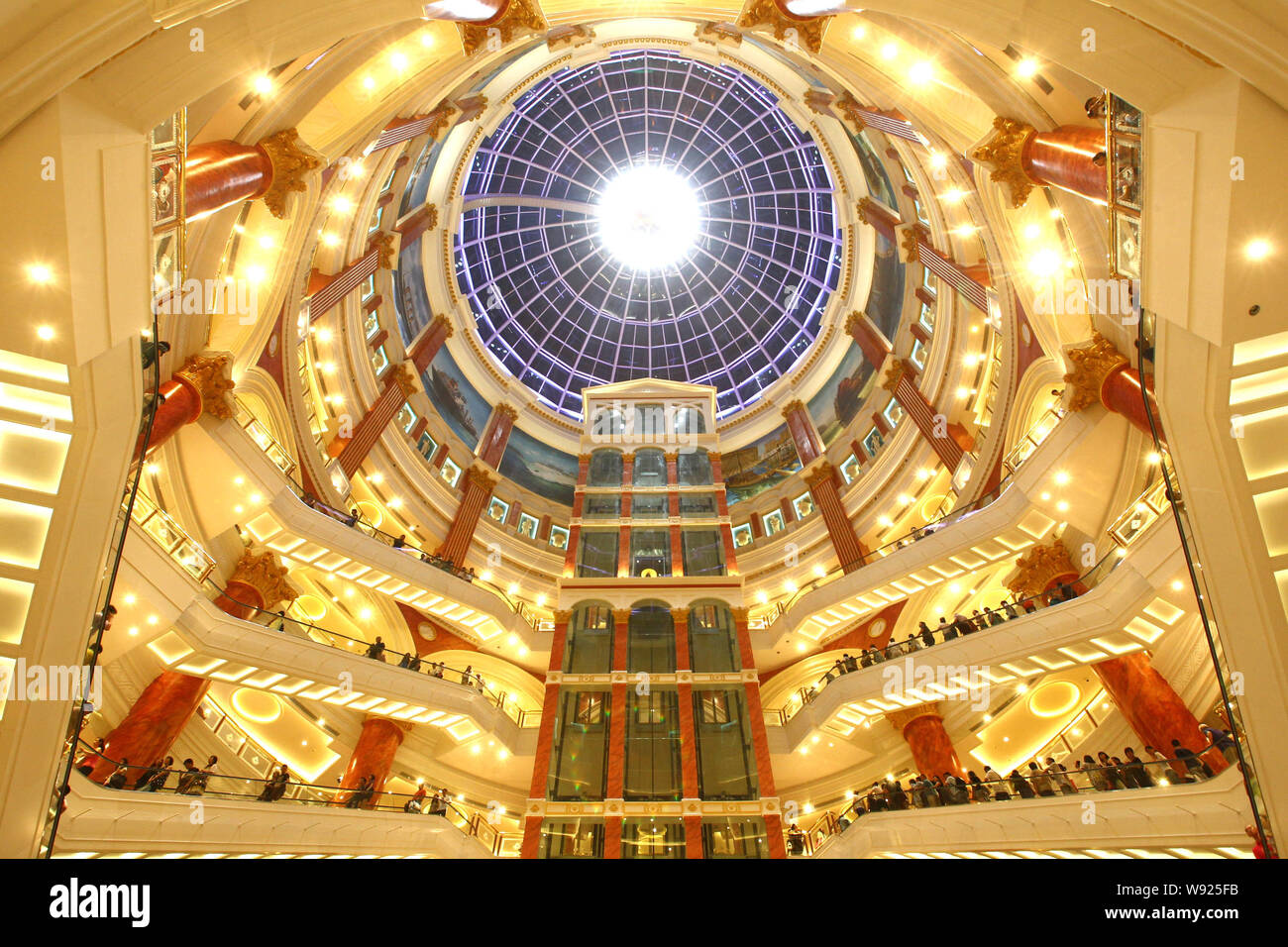 Interior view of the dome of the Global Harbor shopping center in ...