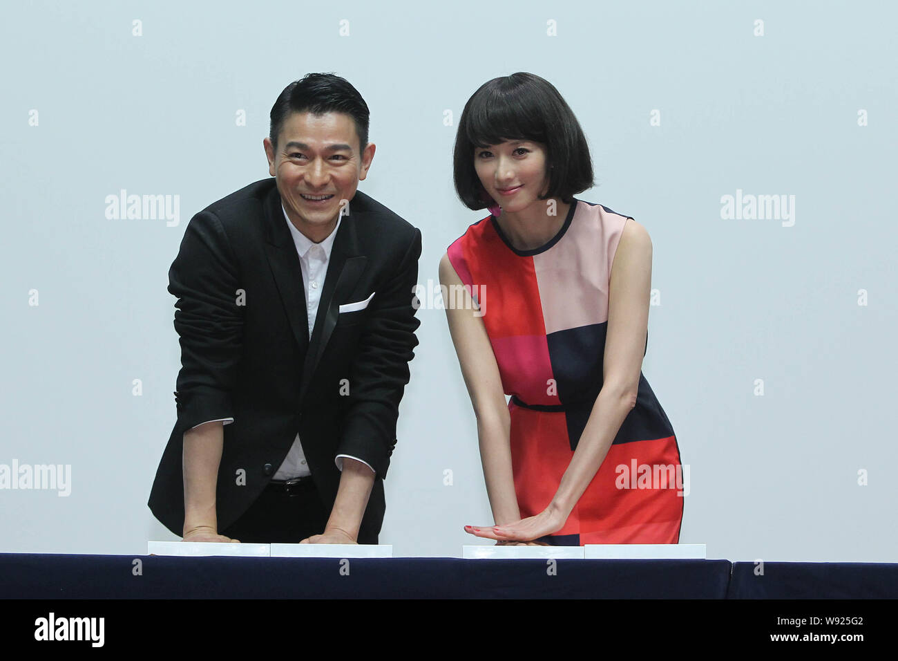 Hong Kong actor Andy Lau, left, Taiwanese model and actress Lin Chi ...