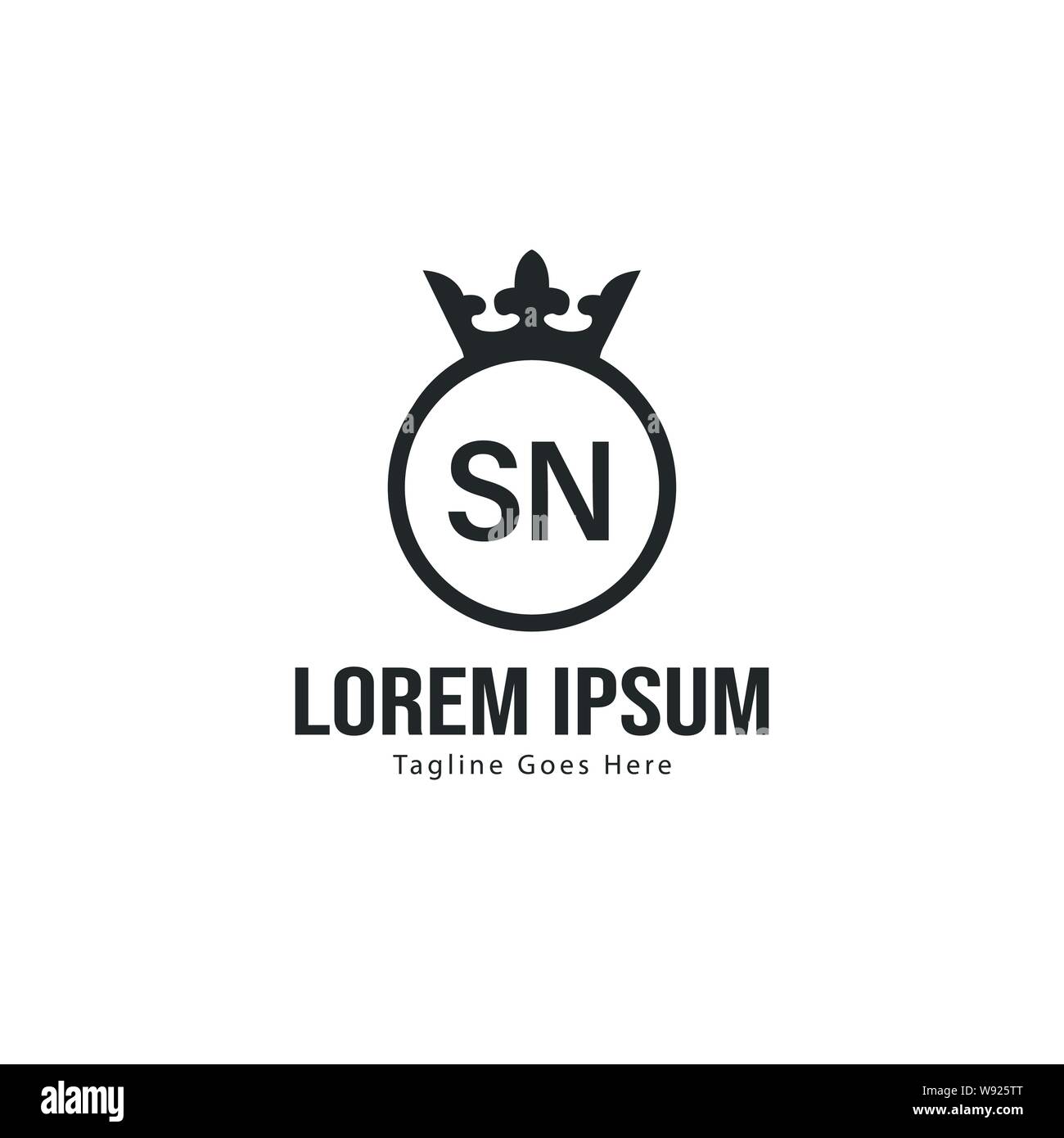Initial SN logo template with modern frame. Minimalist SN letter logo ...
