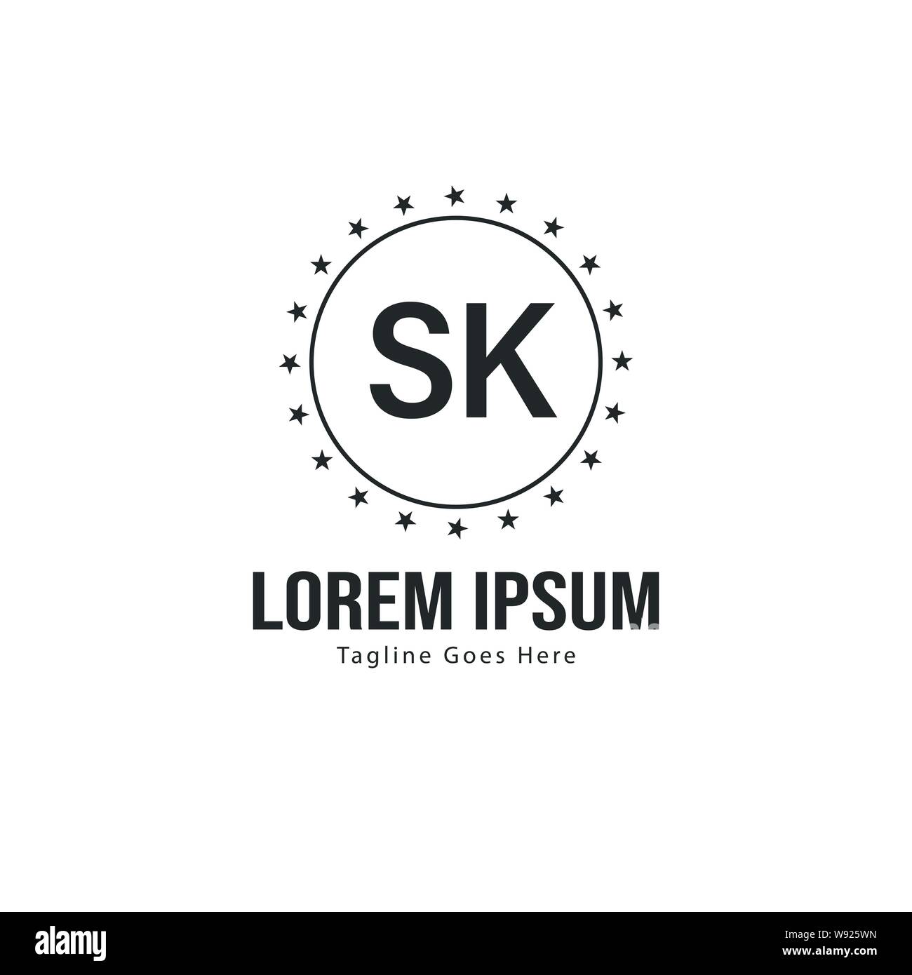 Initial SK logo template with modern frame. Minimalist SK letter logo ...