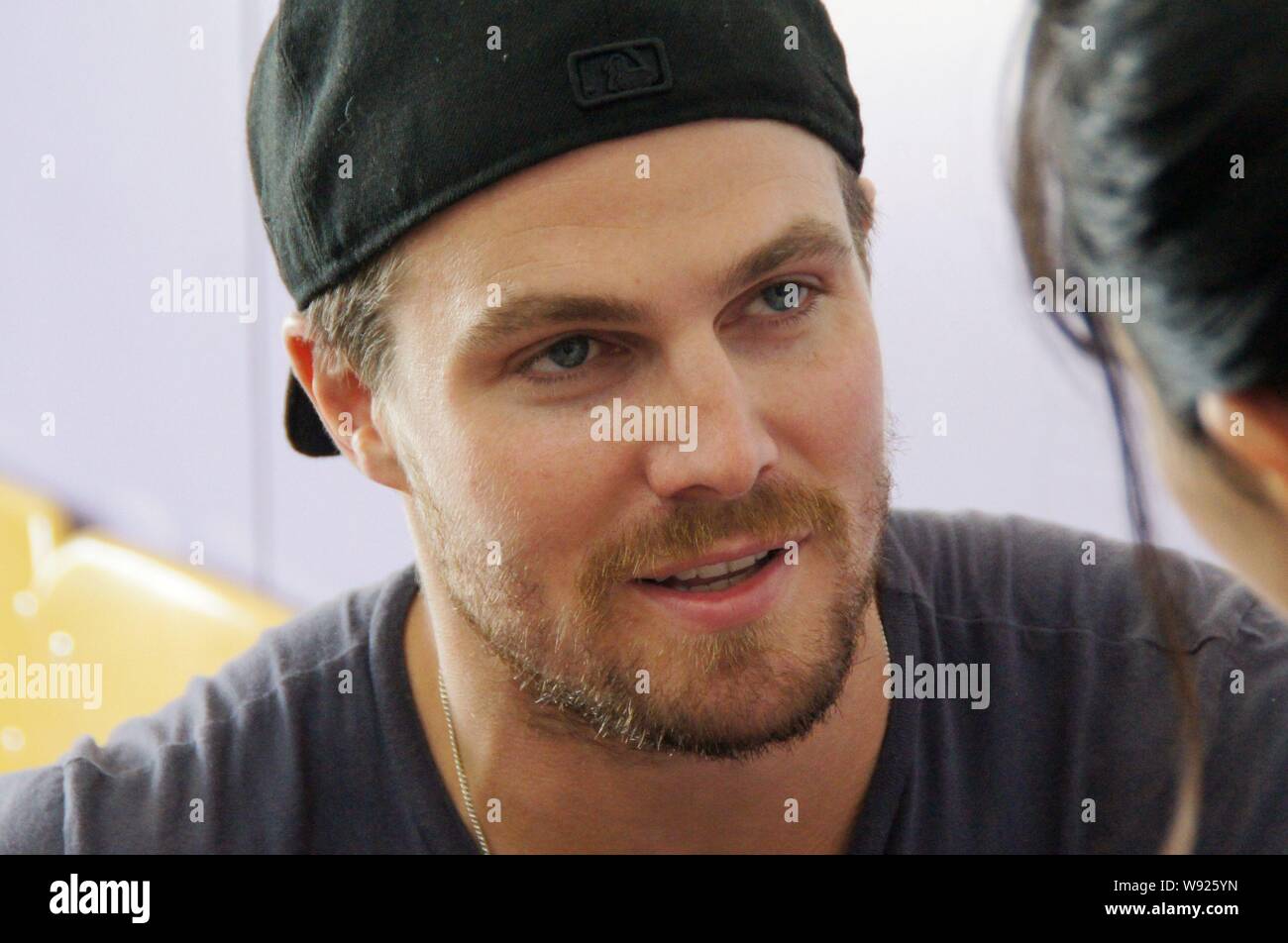 Canadian actor Stephen Amell of the TV-series Arrow smiles during a ...