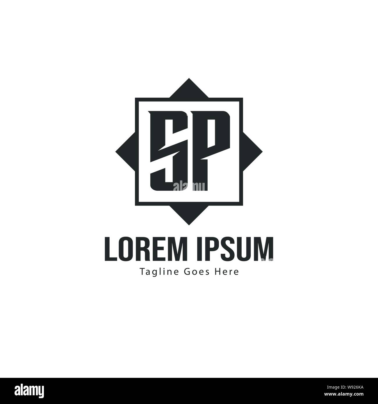 Initial SP logo template with modern frame. Minimalist SP letter logo ...